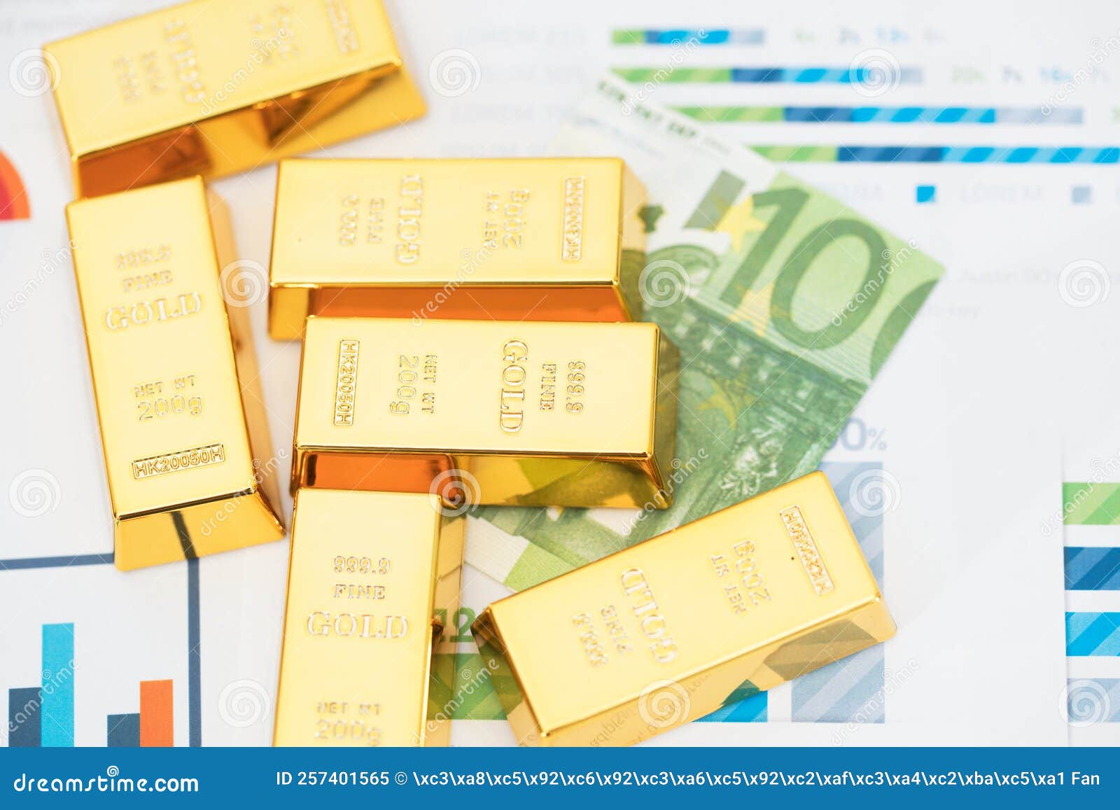 Gold Bars and Euro Banknotes on Documents Stock Image - Image of ...