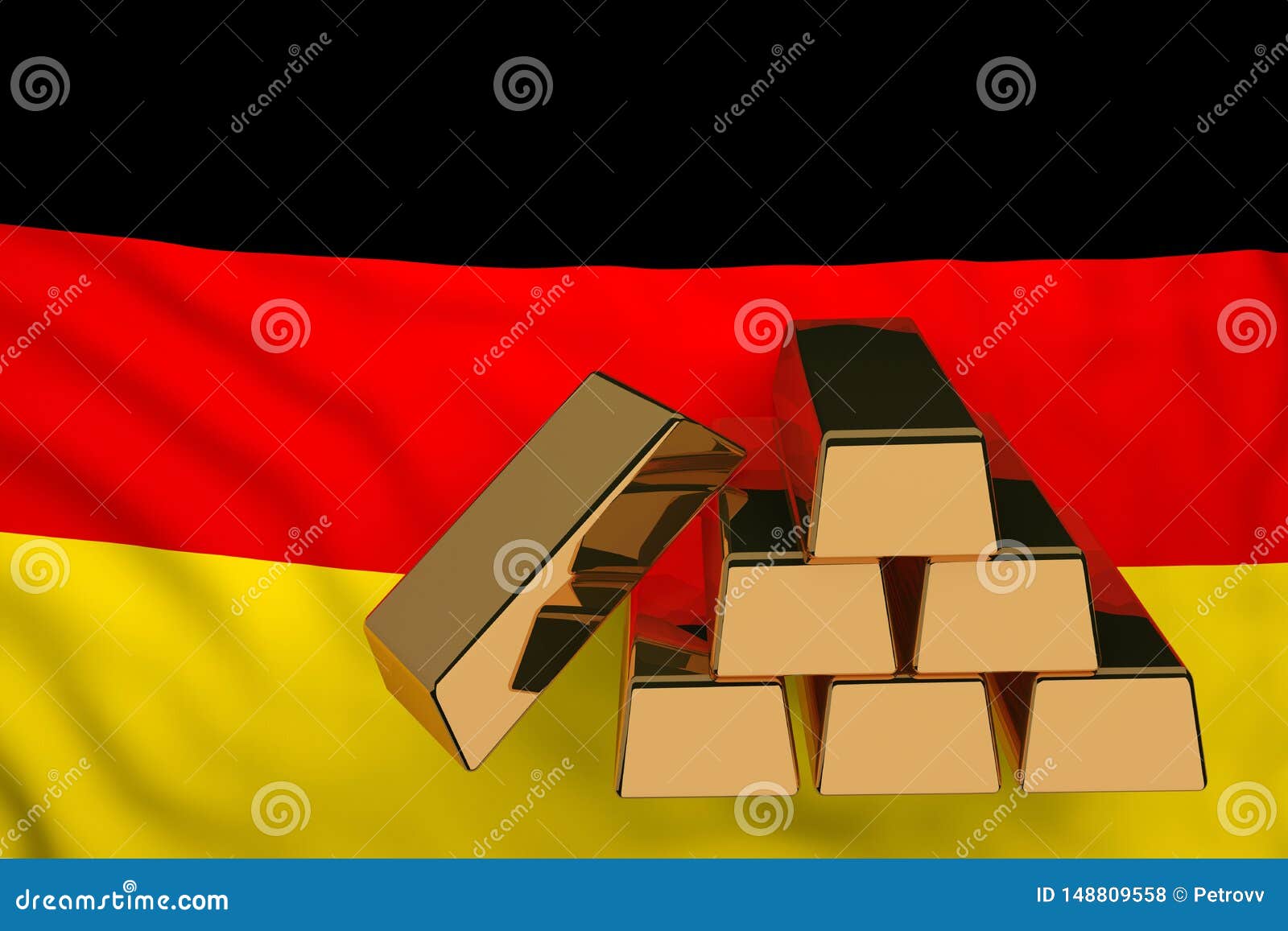 Gold bars on flag Germany stock illustration. Illustration of bullion ...
