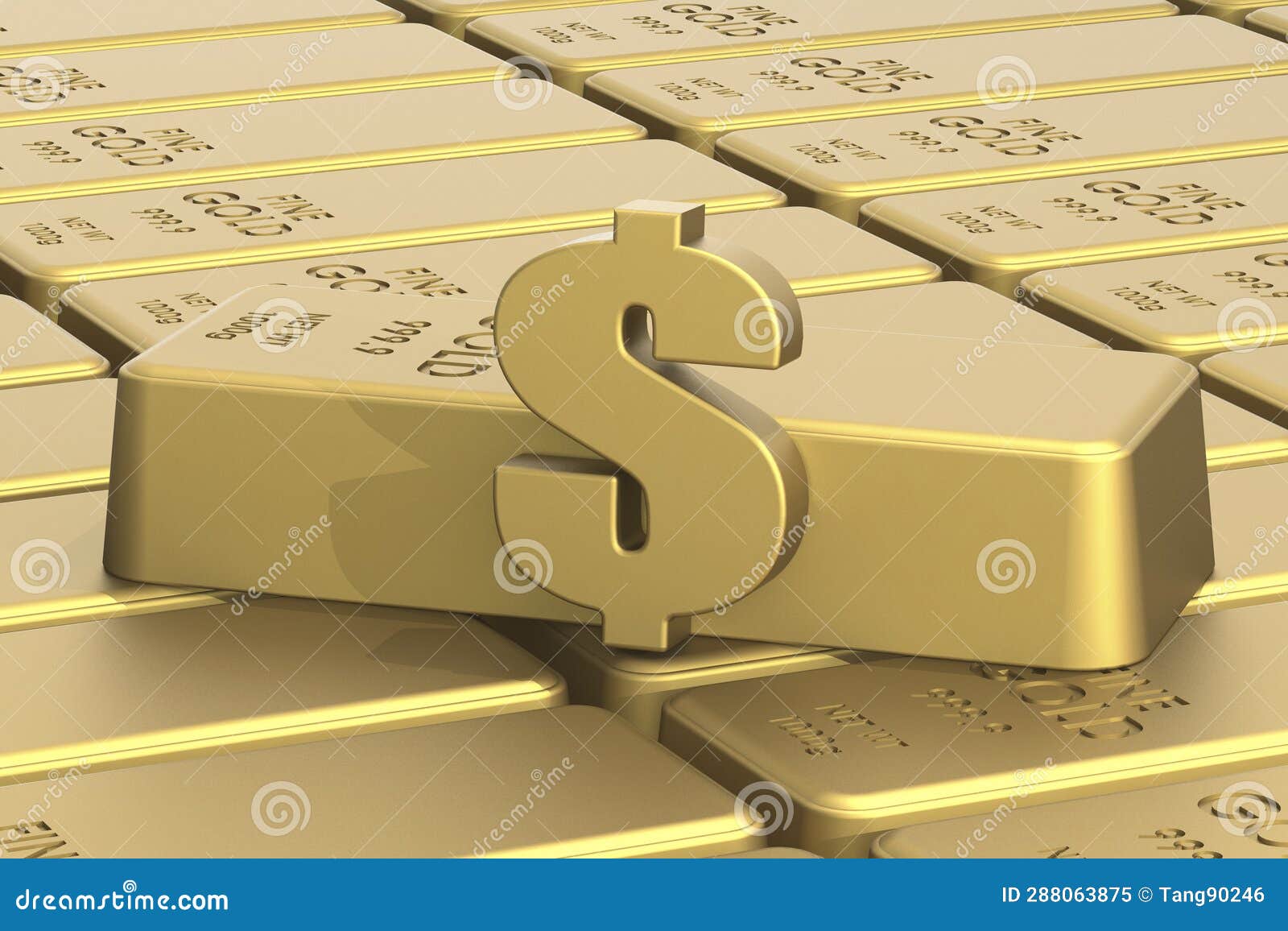 Gold Bars with Golden Dollar Sign Stock Illustration - Illustration of ...