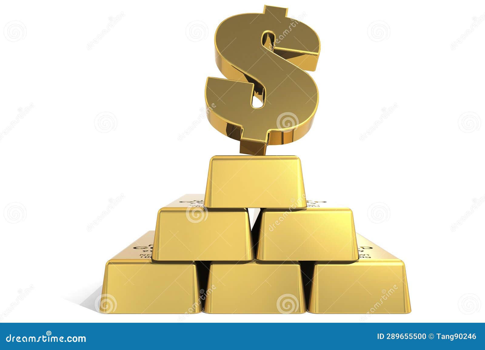 Gold Bars with Golden Dollar Sign Stock Illustration - Illustration of ...