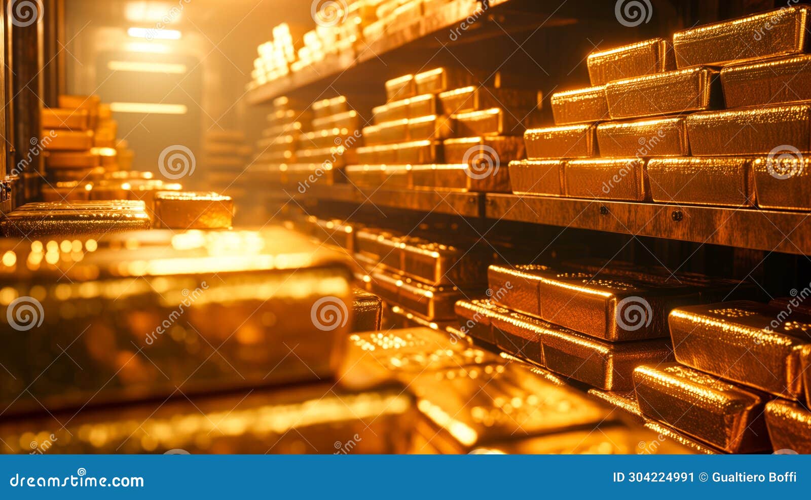 Gold Bars Inside a Bank Vault. Generated by Ai Stock Illustration ...