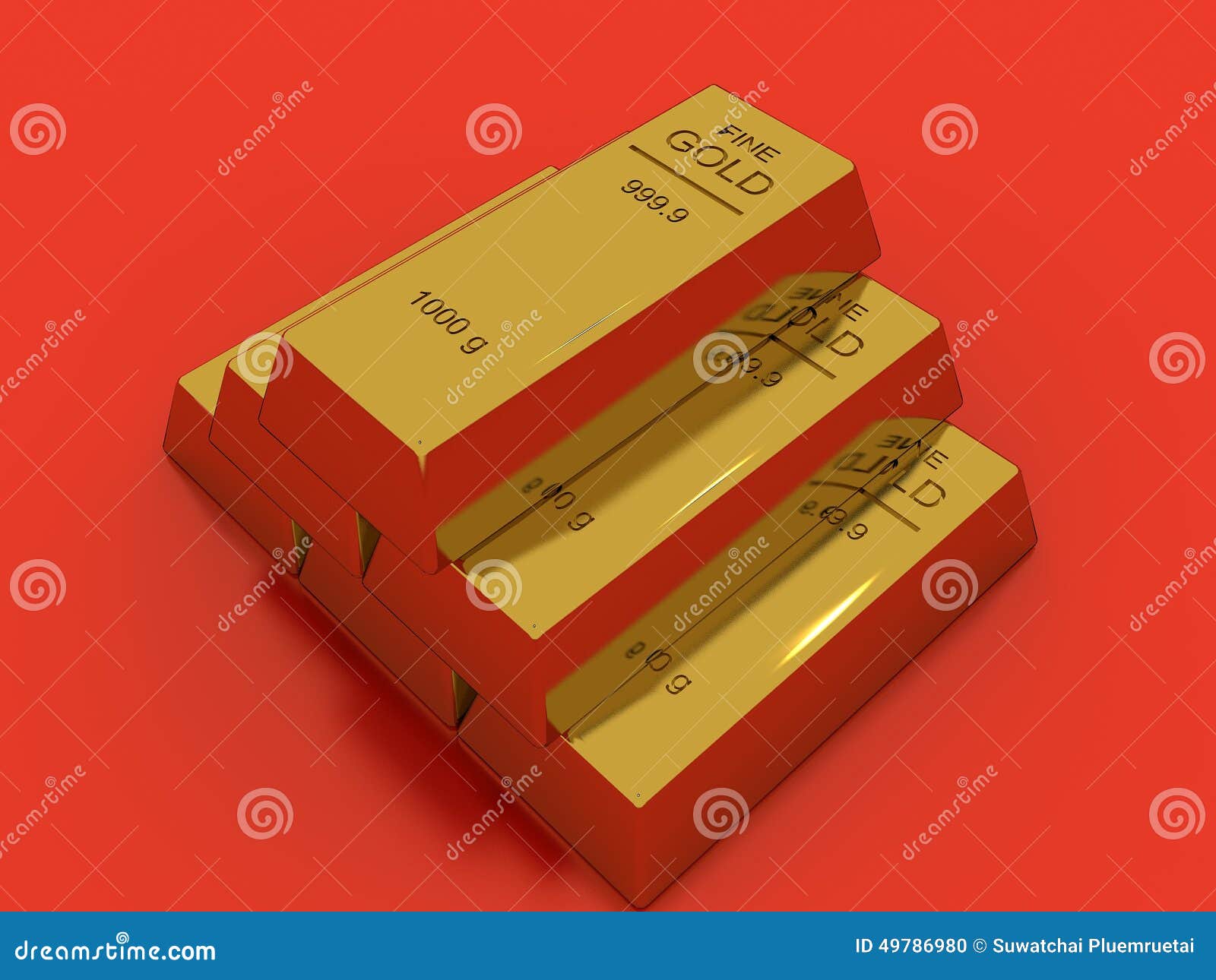 Gold bars isolated on red stock photo. Image of million - 49786980