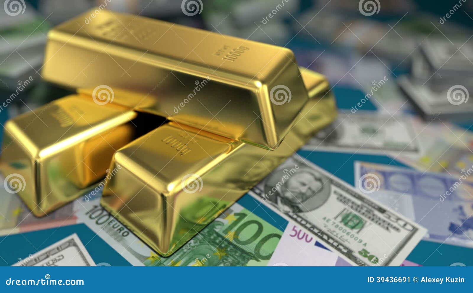 Gold Bars and Money on a Table Stock Video - Video of financial, dollar ...