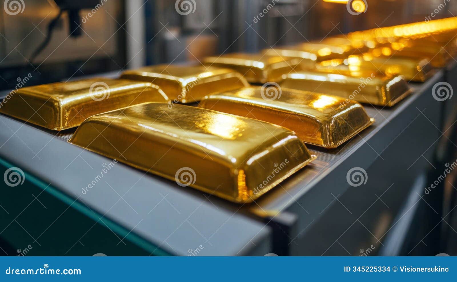 Gold Bars Moving on a Conveyor Belt in a Refinery Stock Photo - Image ...