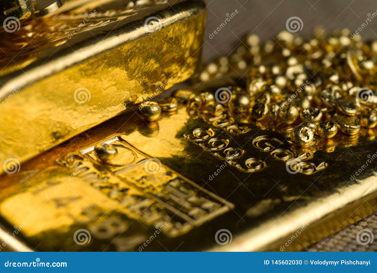 Gold Bars and Gold Pellets. Stock Photo - Image of granules, bullion ...