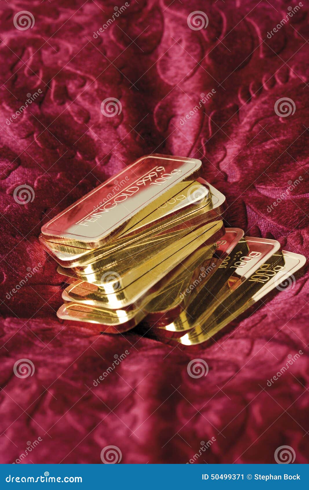 Gold bars on red velvet stock image. Image of rich, heap - 50499371