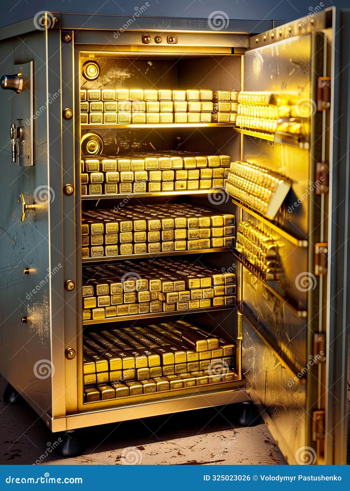 Gold bars in a safe stock photo. Image of oven, safe - 325023026