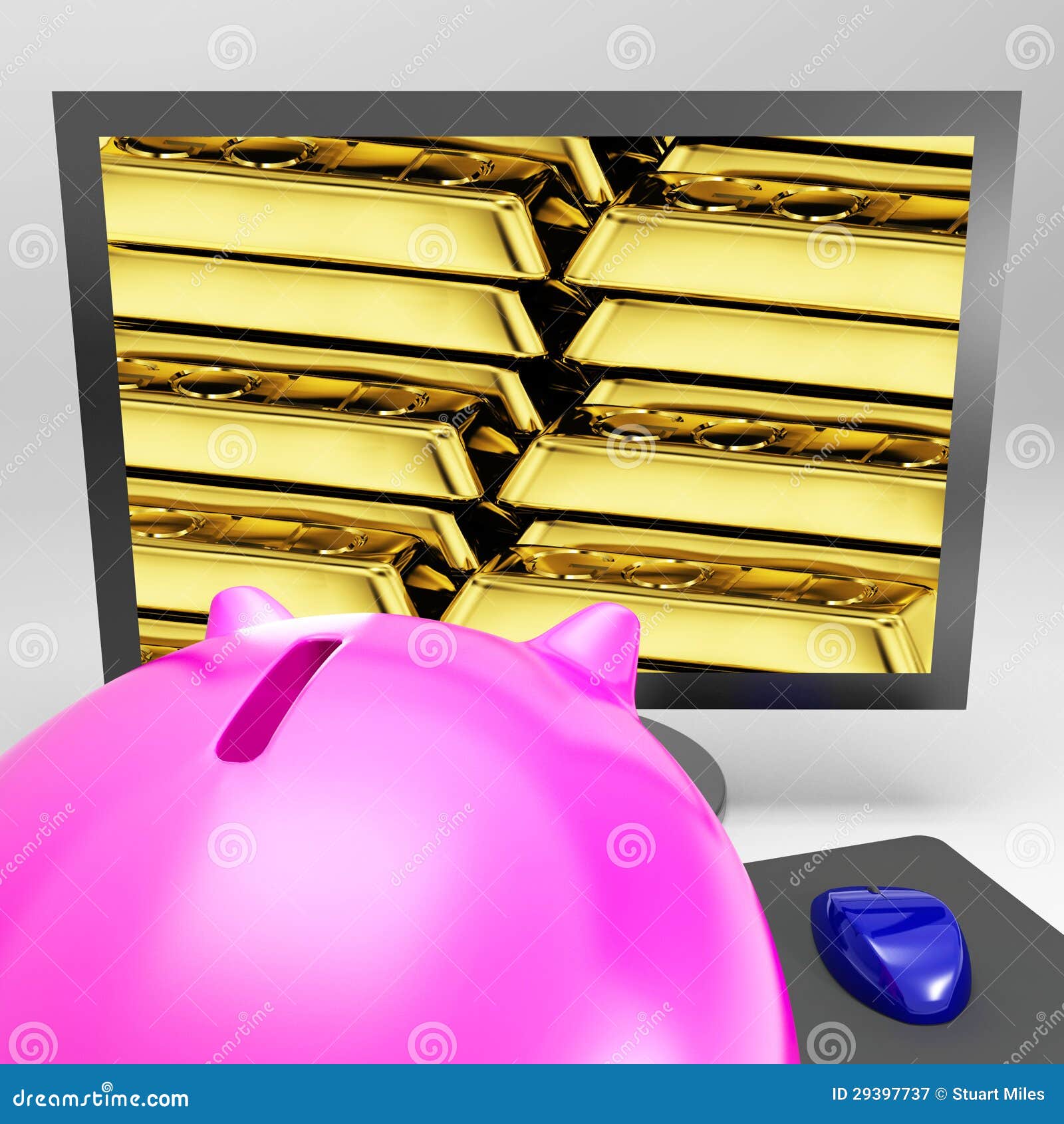 Gold Bars Screen Shows Shiny Valuable Treasure Stock Illustration ...