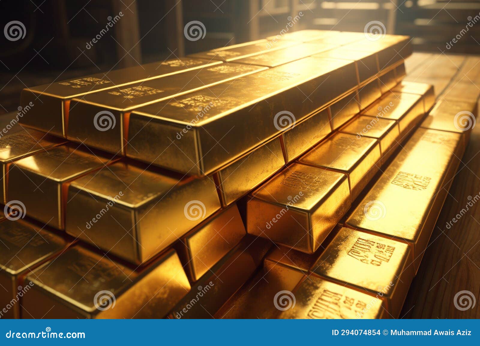 Gold Bars Stacked on Each Other in a Pile of Gold Bars Stock Photo ...