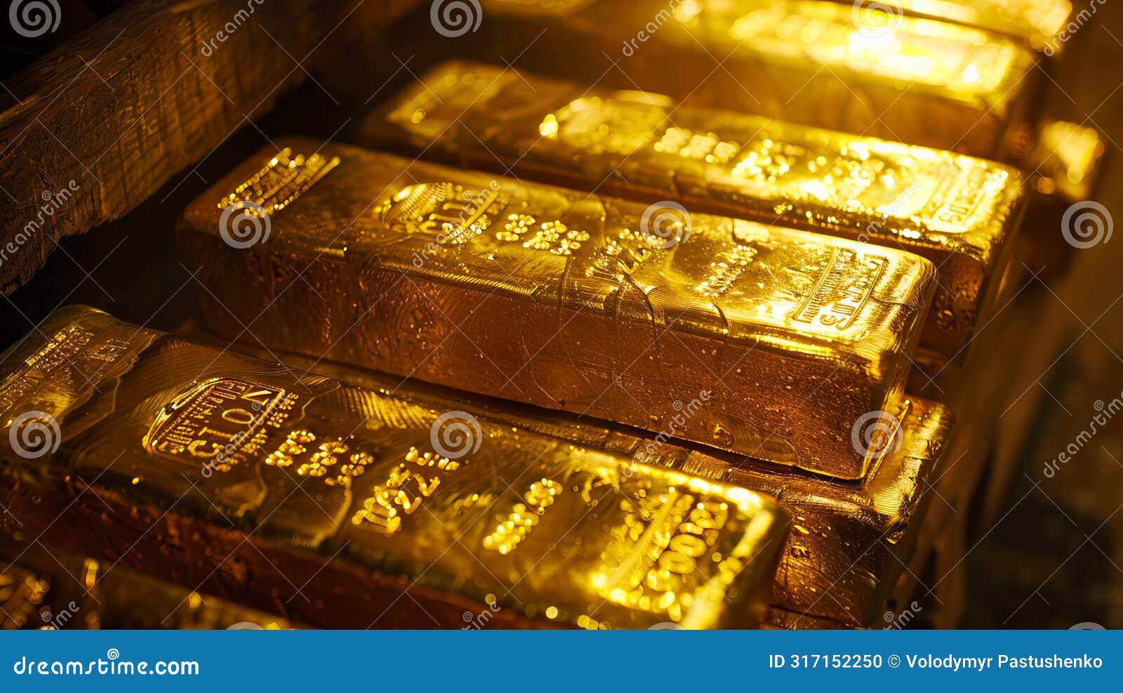 Gold Bars are Stacked in a Warehouse Stock Photo - Image of front ...