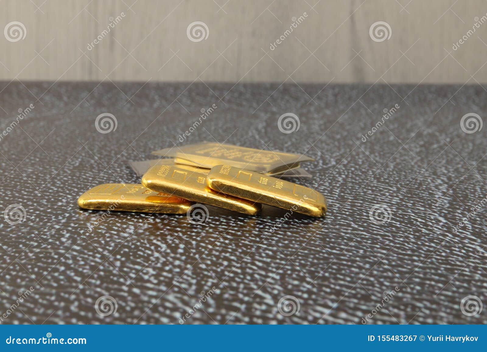 Gold Bars are on the Table. Horizontal Composition Foreground Stock ...