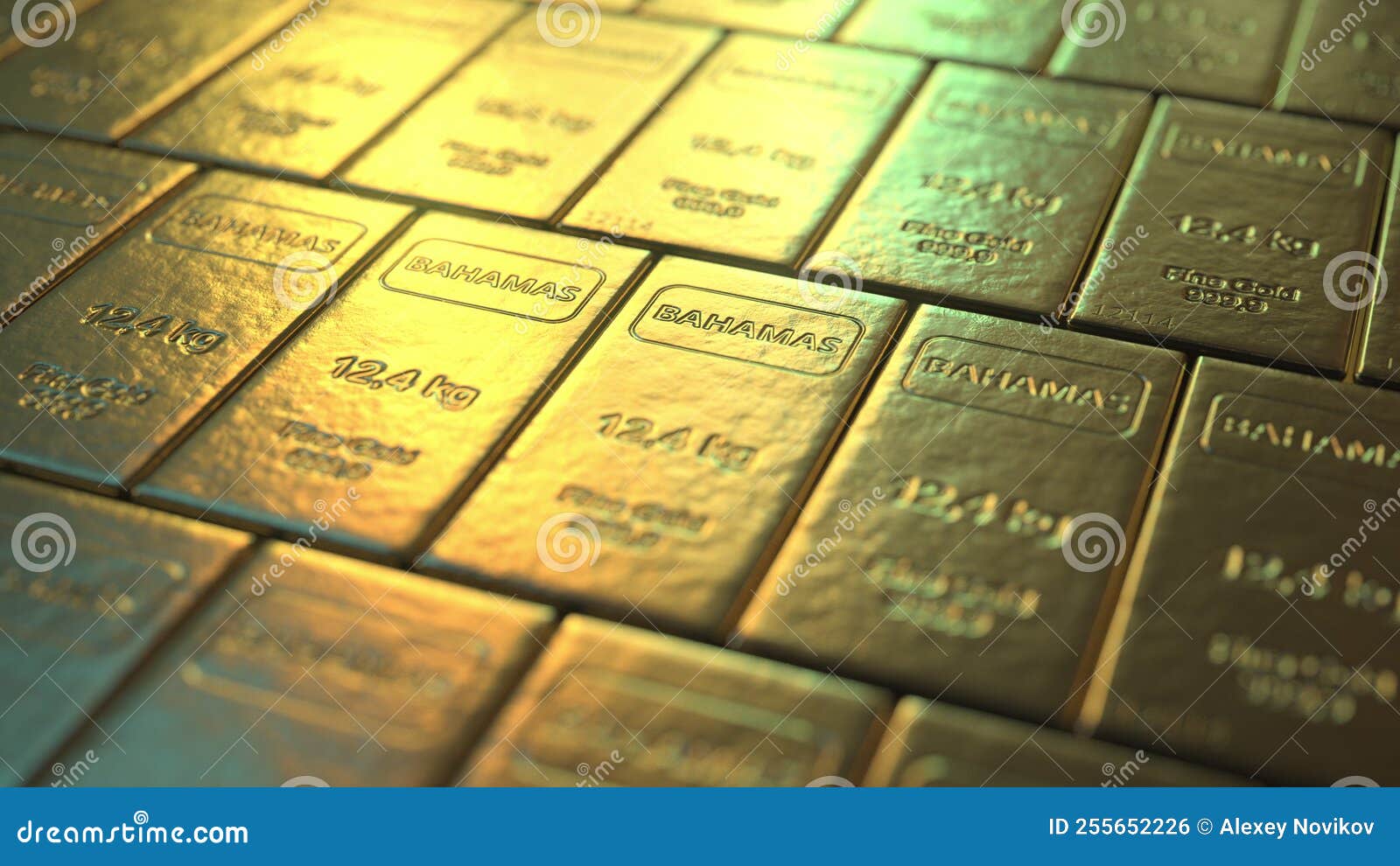 Gold Bars with BAHAMAS Text. 3d Rendering Stock Illustration ...