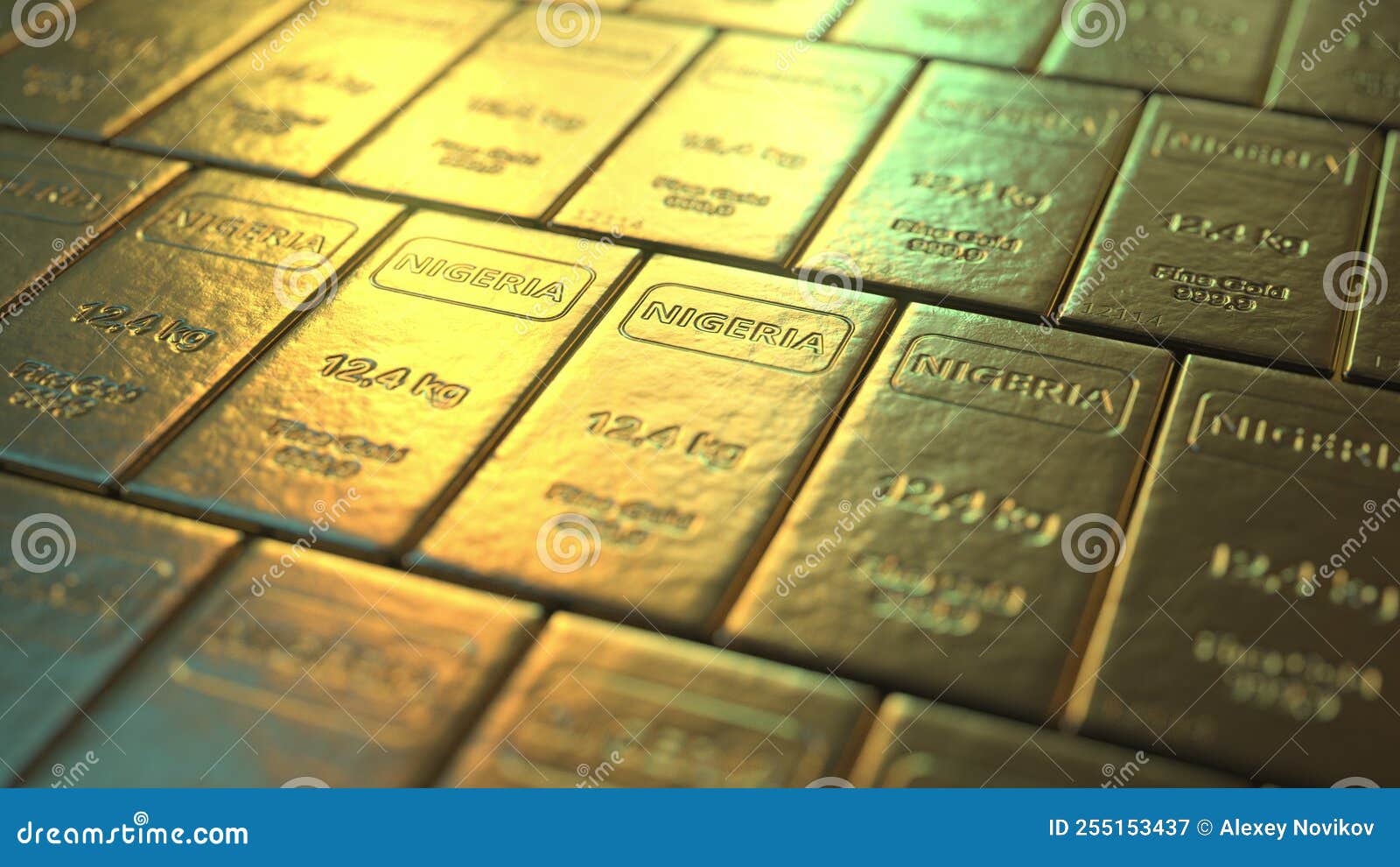 Gold Bars with NIGERIA Text. 3d Rendering Stock Illustration ...