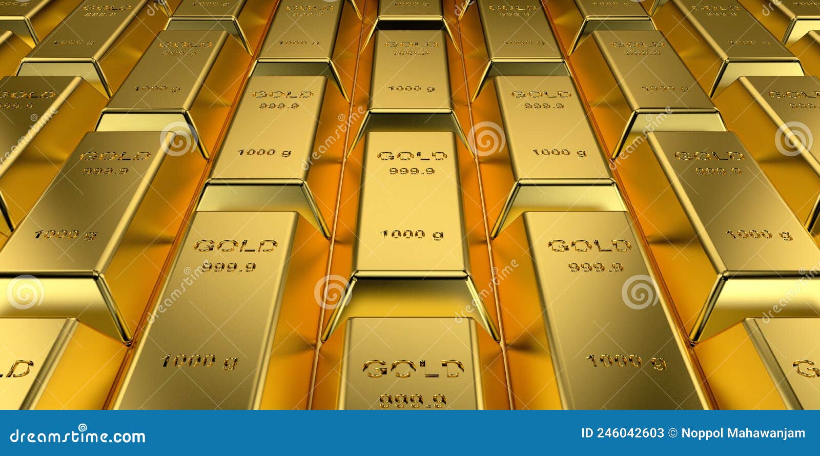 Gold Bars for Website Banner. 3D Rendering Stock Illustration ...