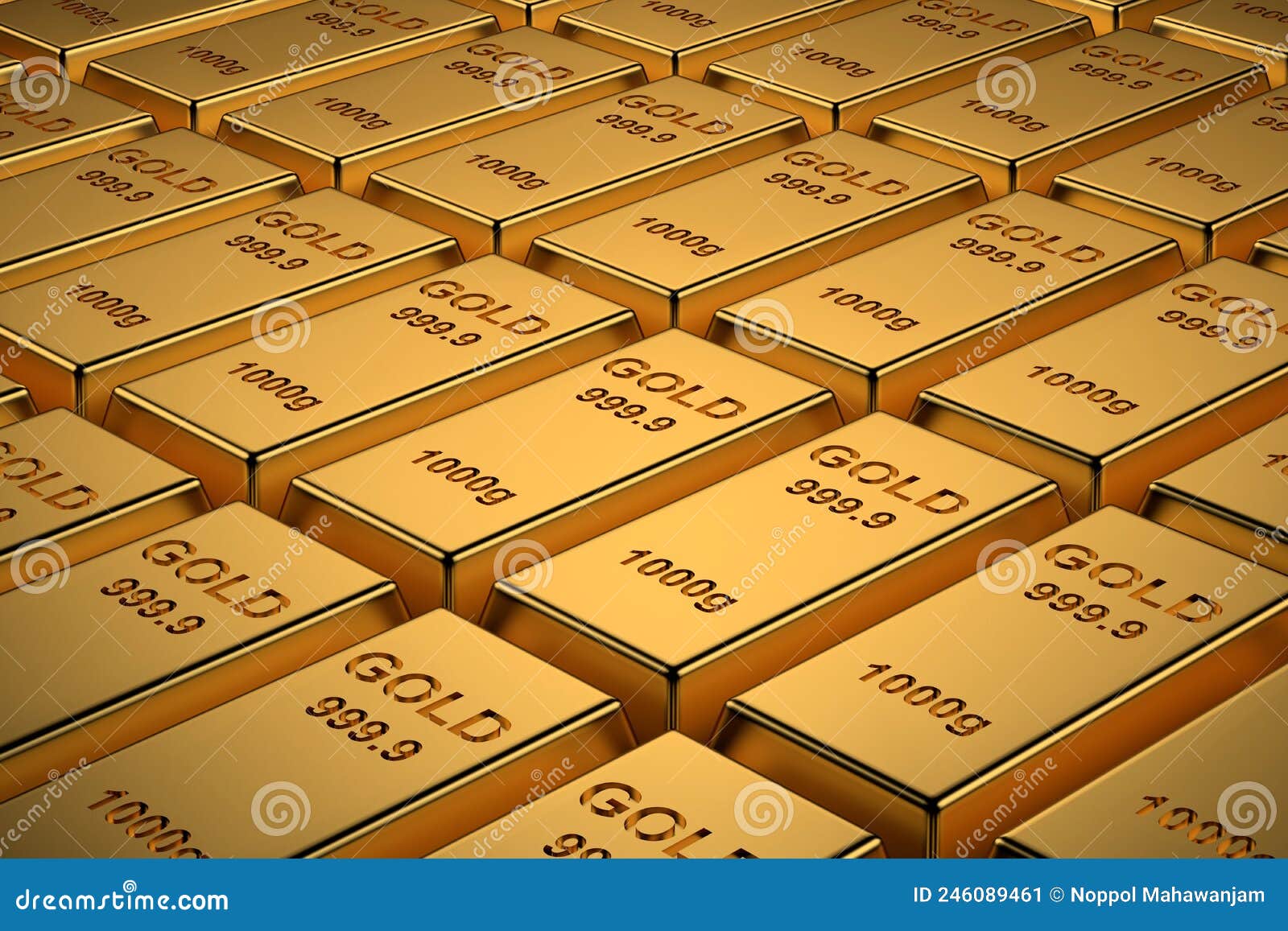 Gold Bars for Website Banner. 3D Rendering Stock Illustration ...
