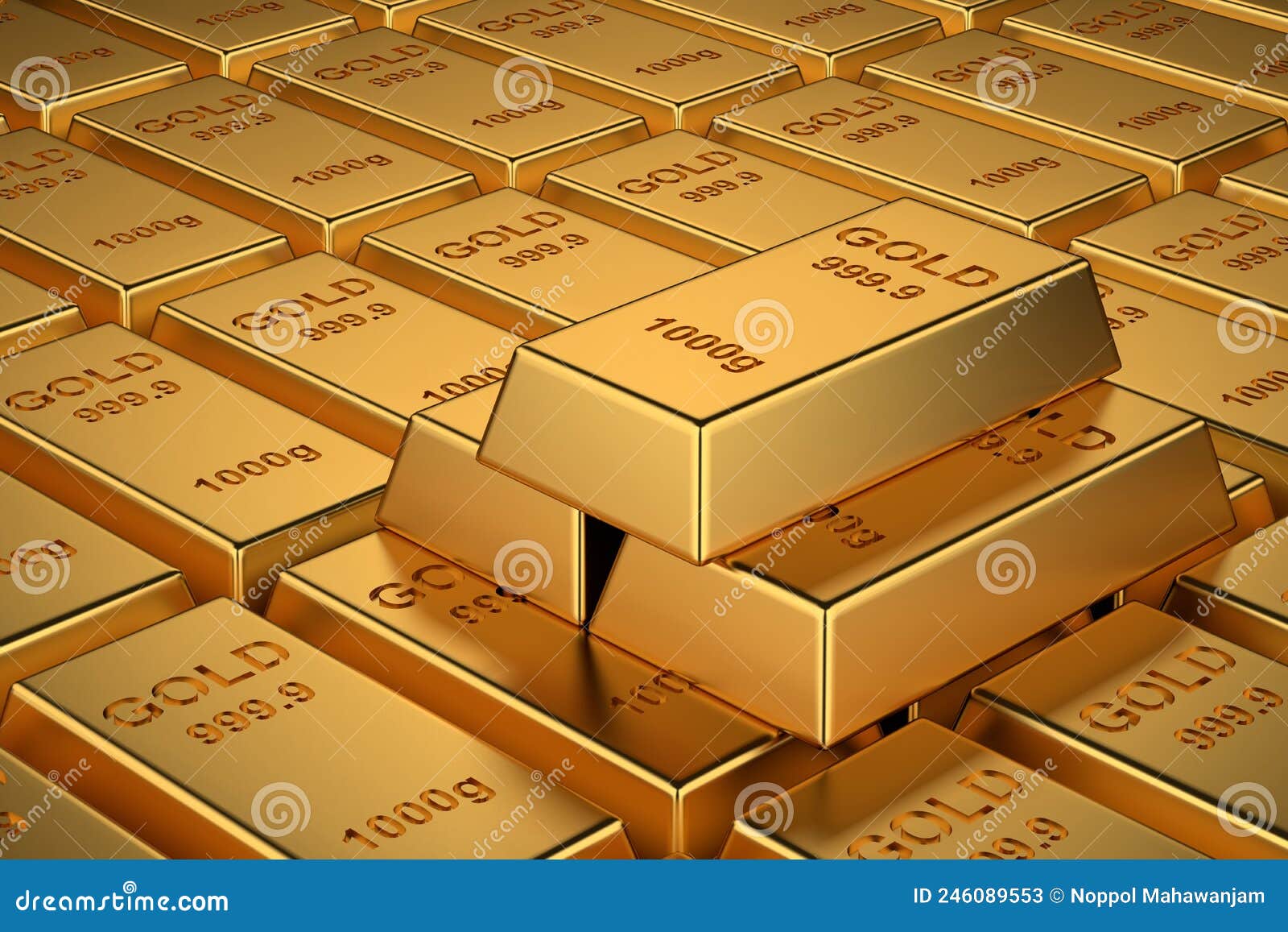 Gold Bars for Website Banner. 3D Rendering Stock Illustration ...