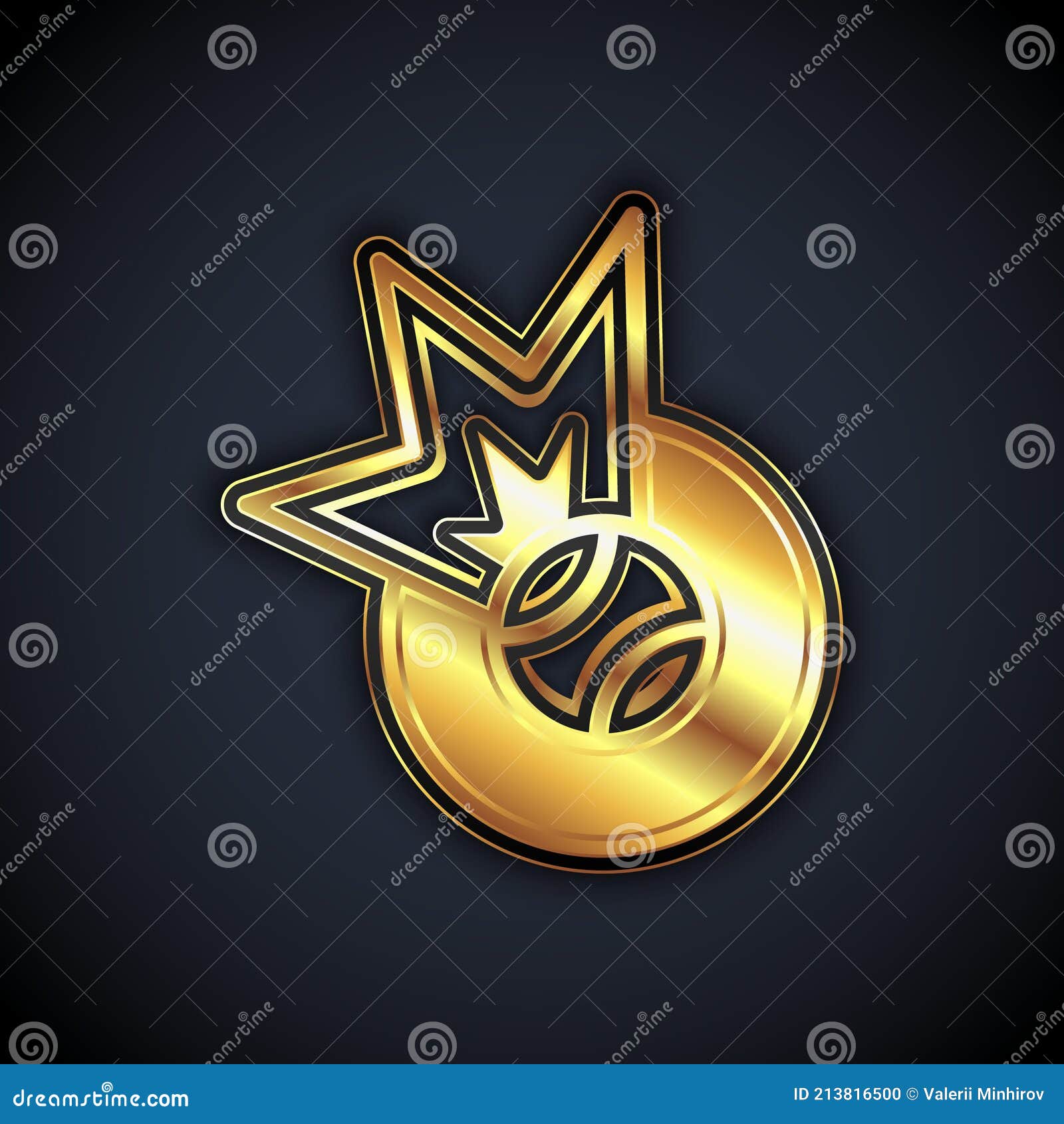 Gold Baseball Ball Icon Isolated on Black Background. Vector Stock ...