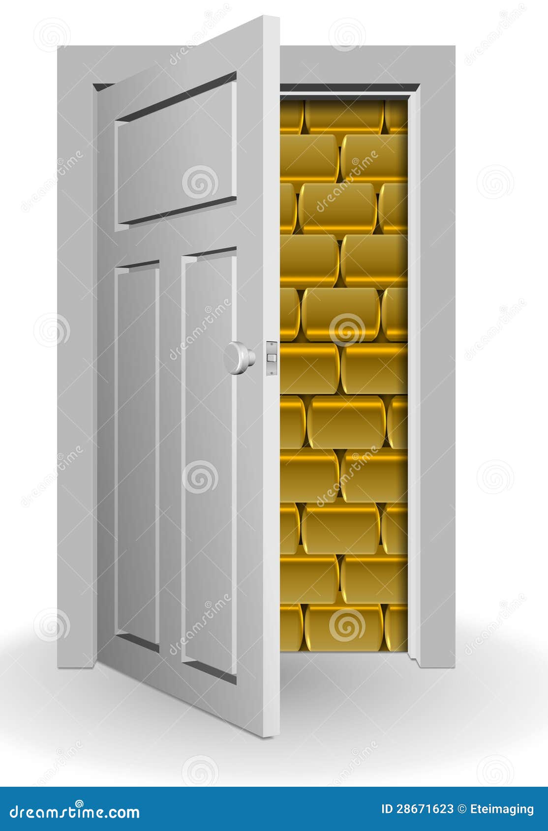 Gold behind door stock illustration. Illustration of doorway - 28671623