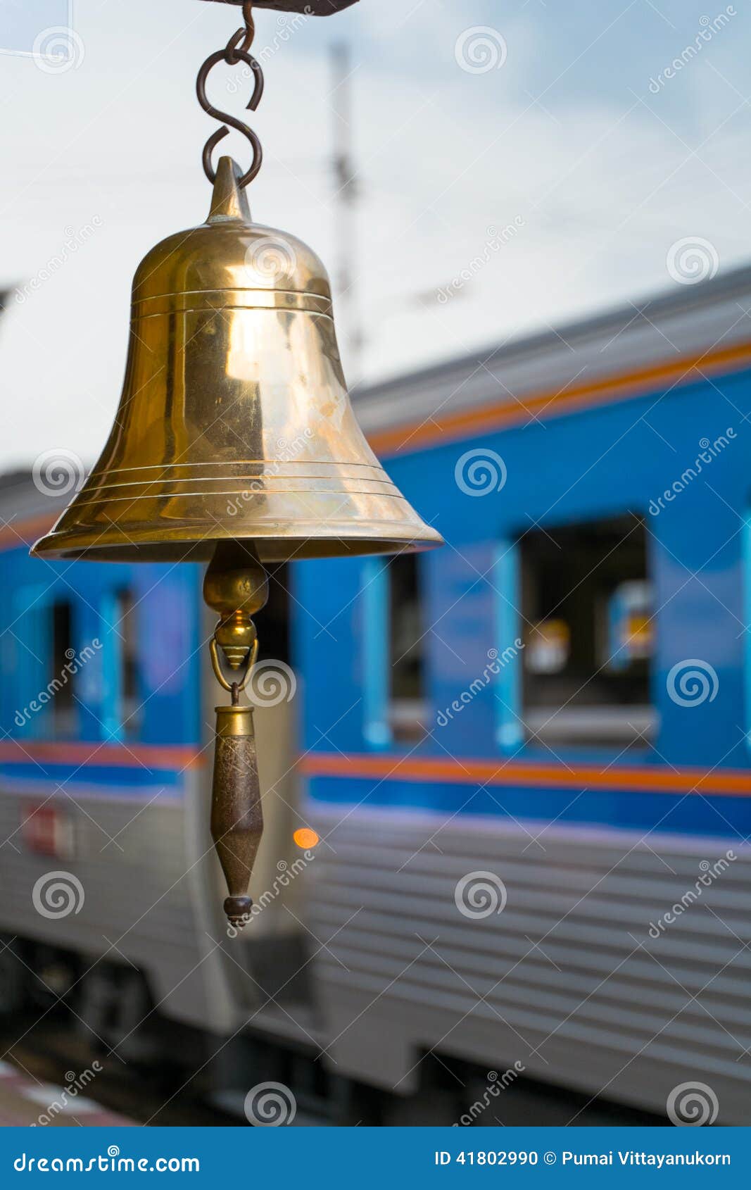 Gold Bell in Railway Station Stock Photo - Image of history, bell: 41802990