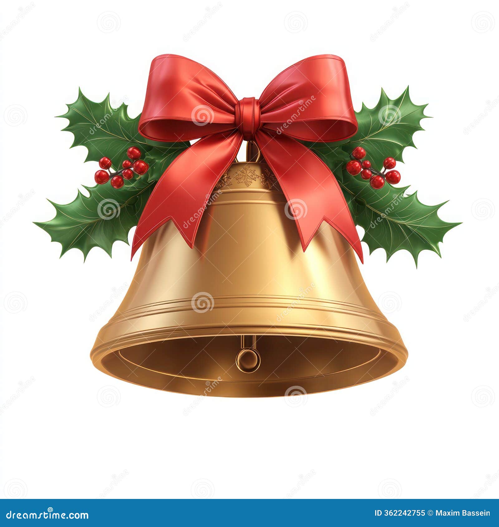 A Gold Bell with a Red Ribbon Stock Illustration - Illustration of ...