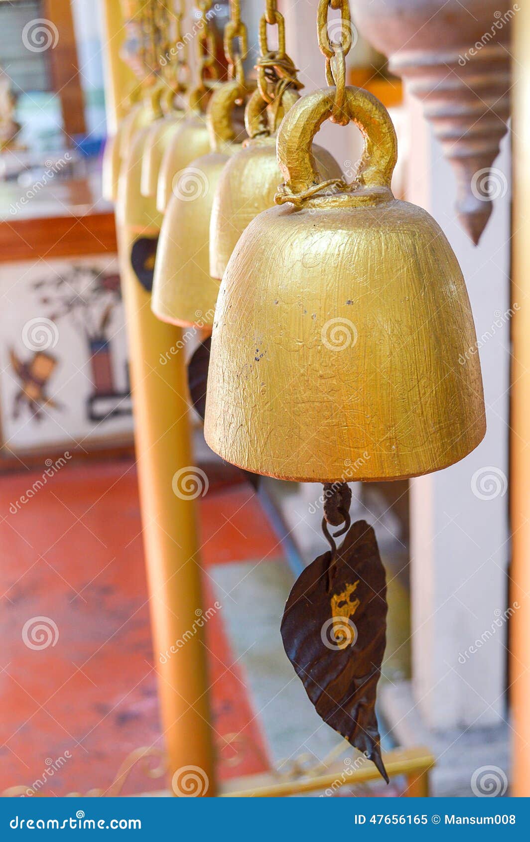 Gold bell stock image. Image of thailand, temple, sound - 47656165