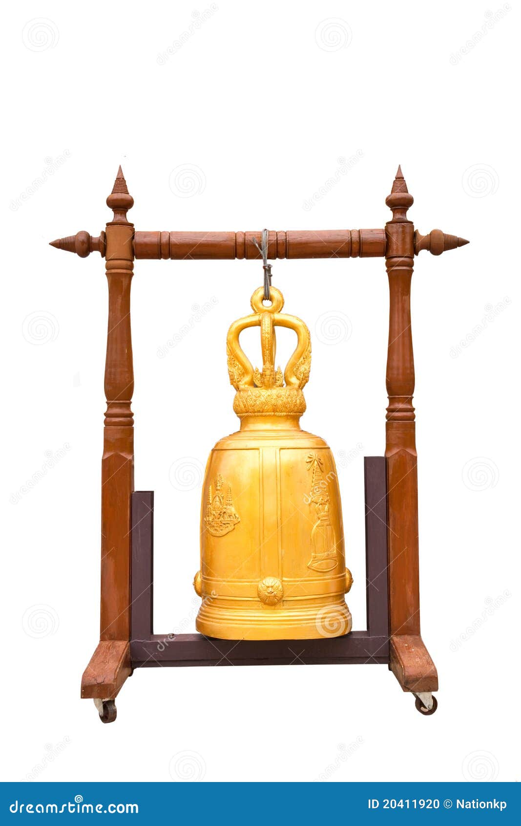 A gold bell in thai temple stock photo. Image of religion - 20411920