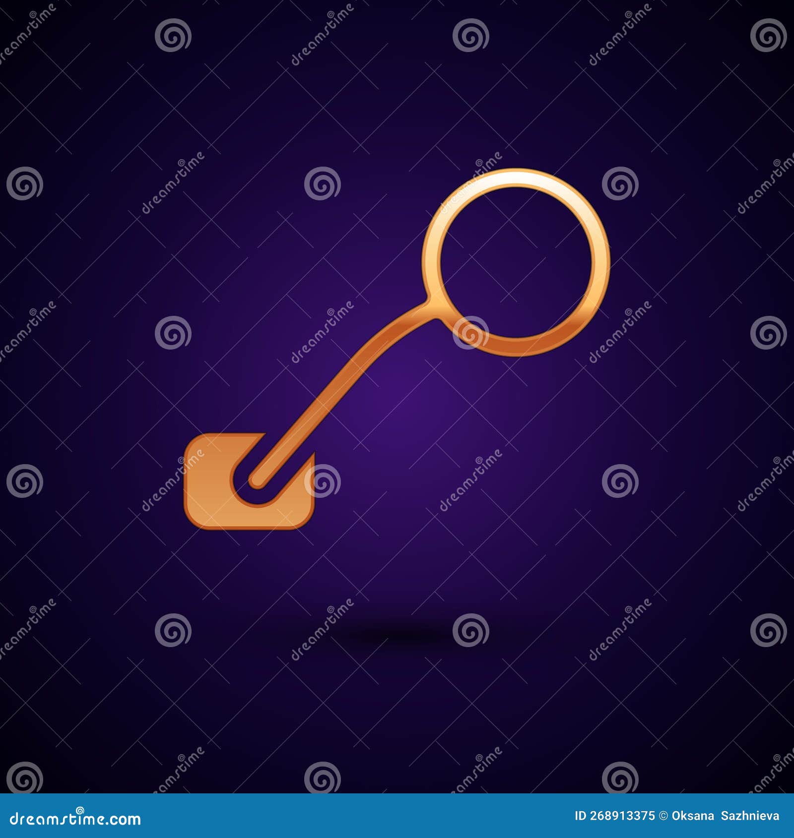 Gold Bicycle Rear View Mirror Icon Isolated on Black Background. Vector ...