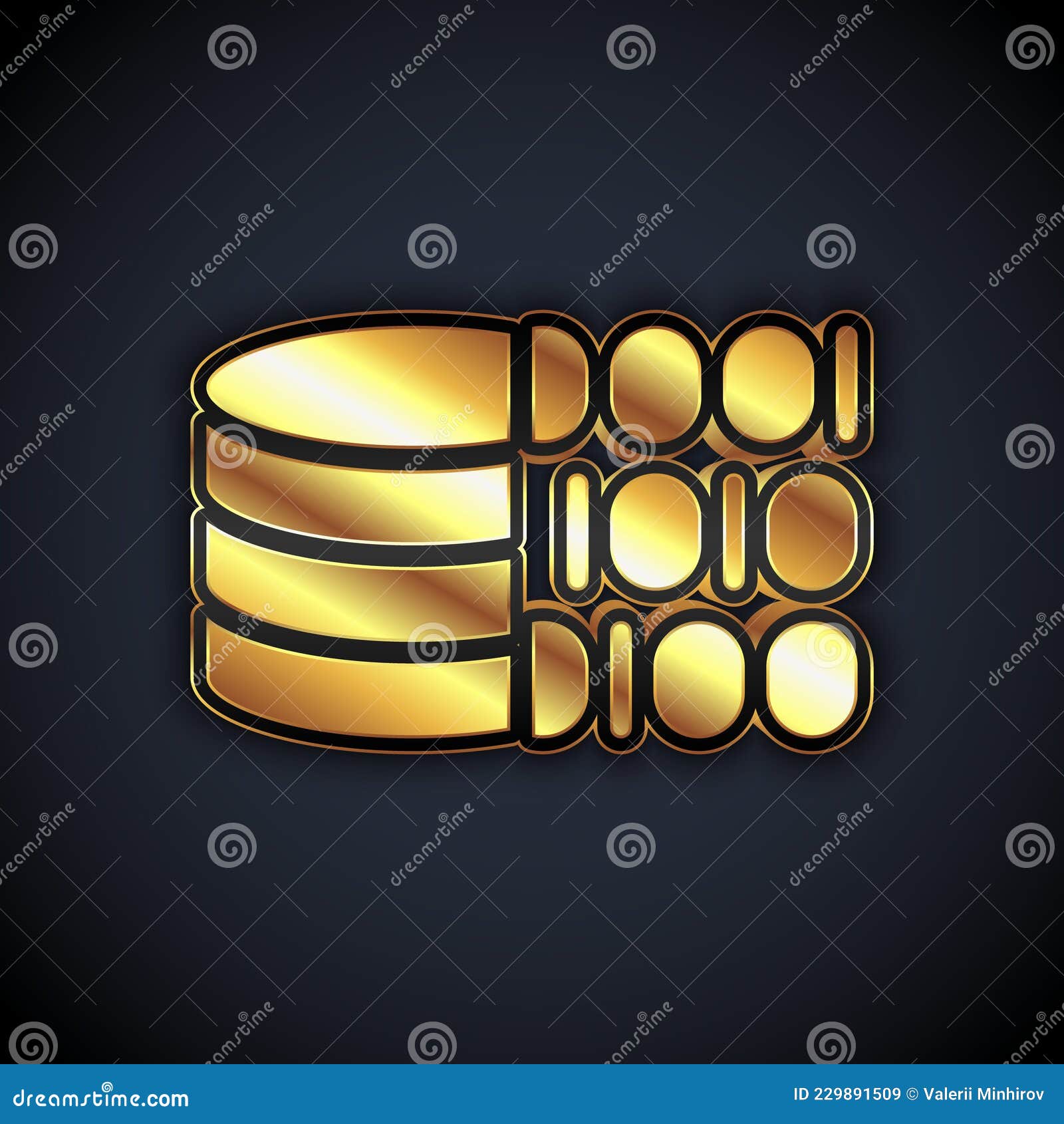 Gold Binary Code Icon Isolated on Black Background. Vector Stock Vector ...