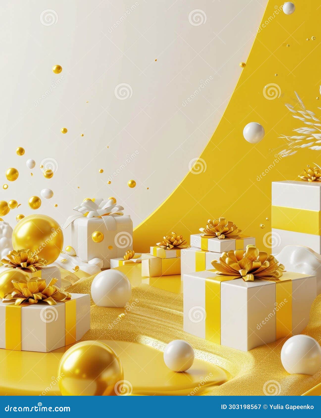 Gold Birthday Frame with Presents Stock Illustration - Illustration of ...