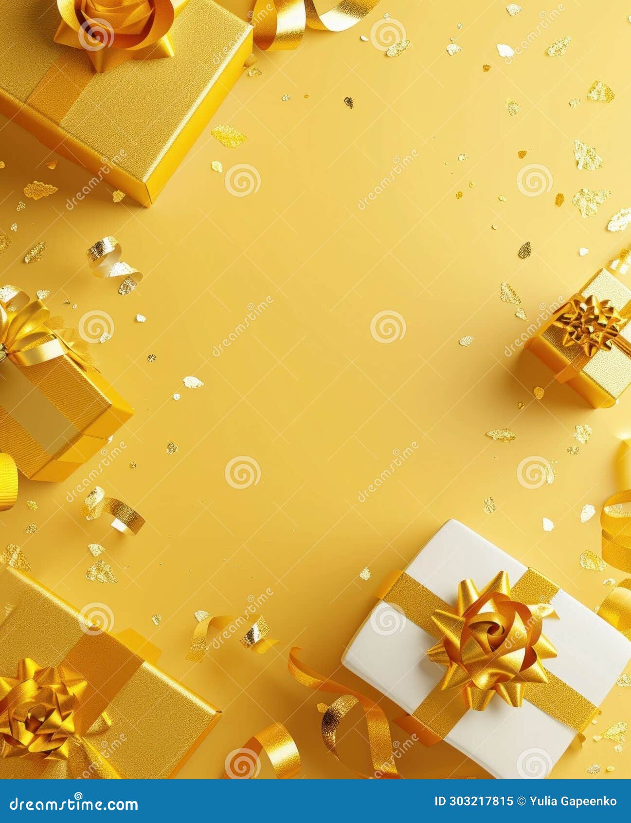 Gold Birthday Frame with Presents Stock Image - Image of white, season ...