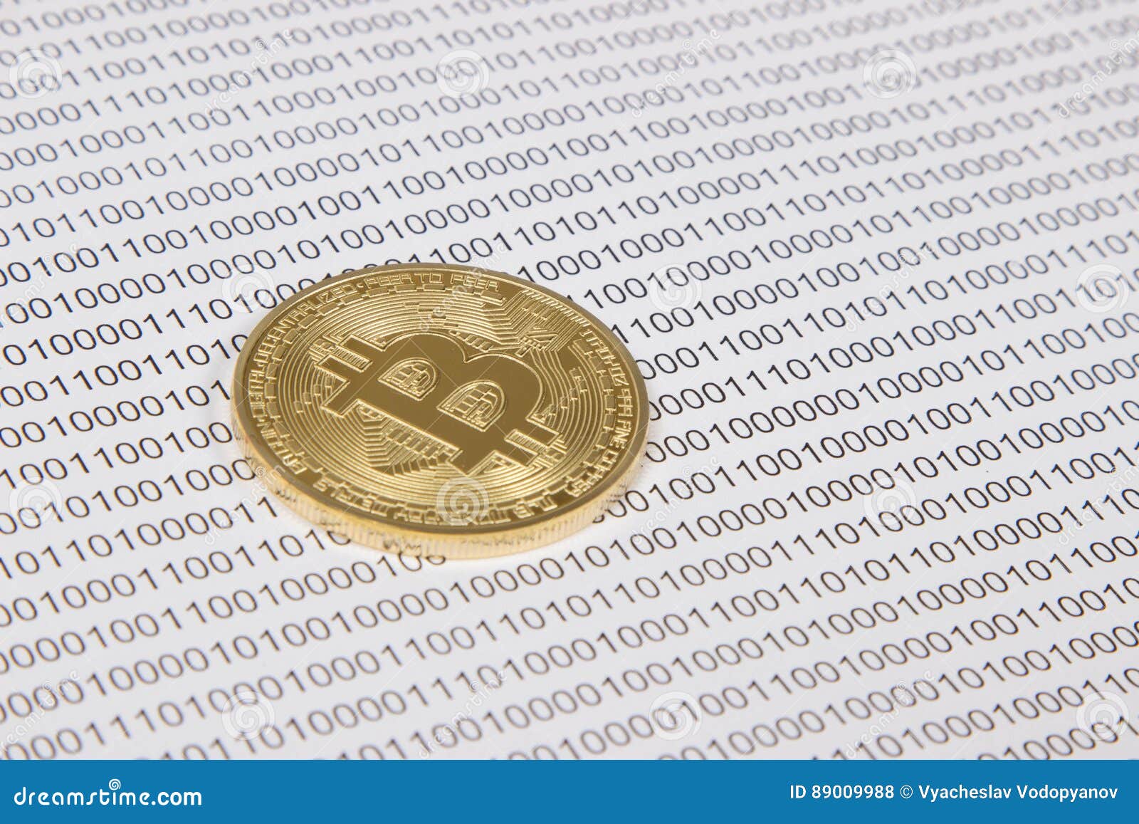Gold Bitcoin on the Background of Binary Code Stock Photo - Image of ...