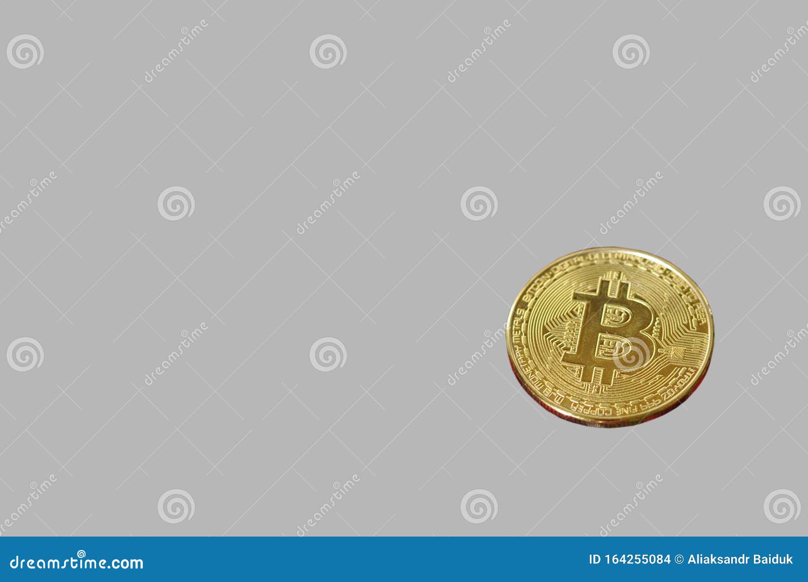 Gold Bitcoin Coin on a Gray Background Stock Photo - Image of payment ...