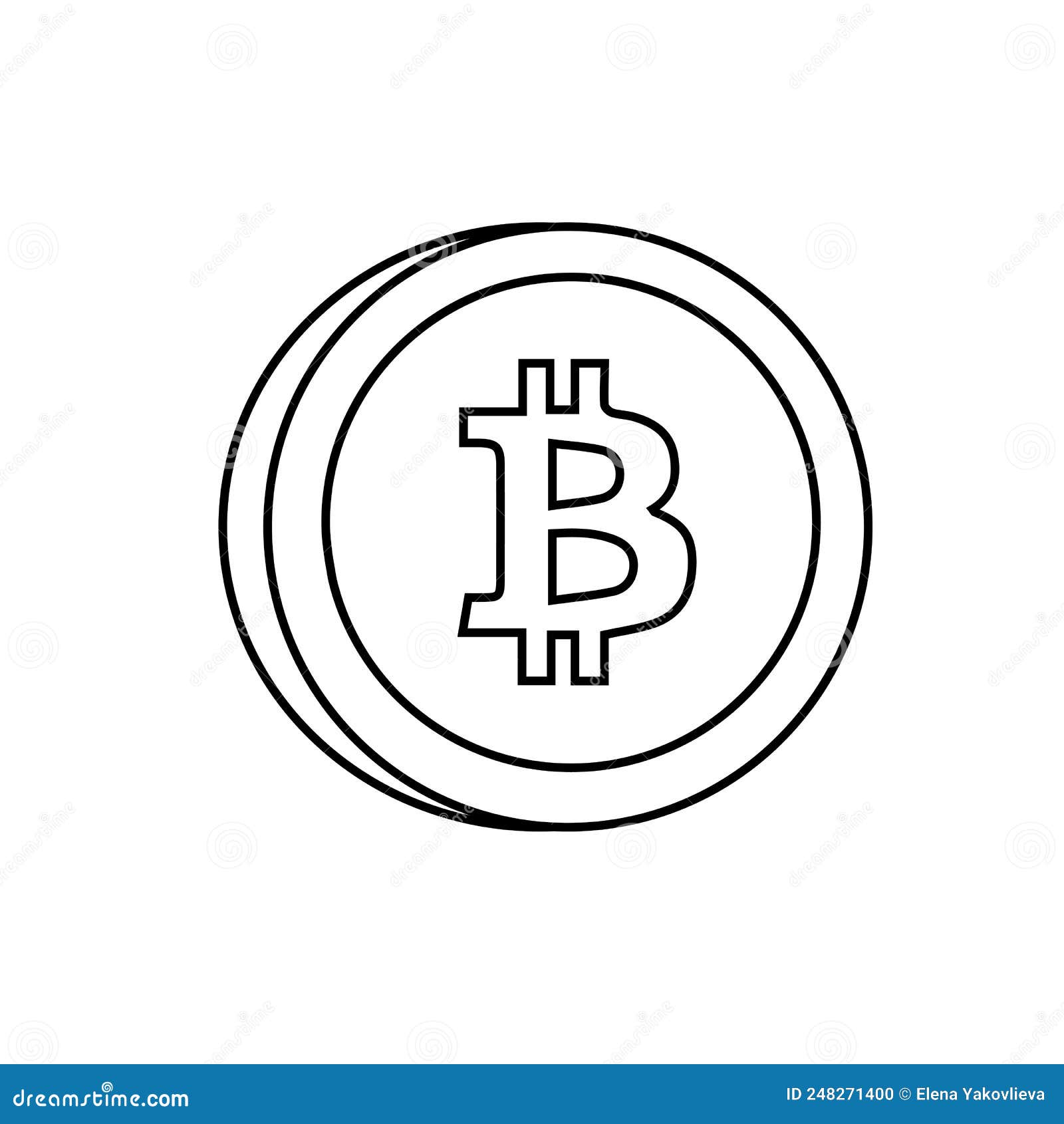 Gold Bitcoin Isolated Coin in Line Style. Vector Illustration Stock ...
