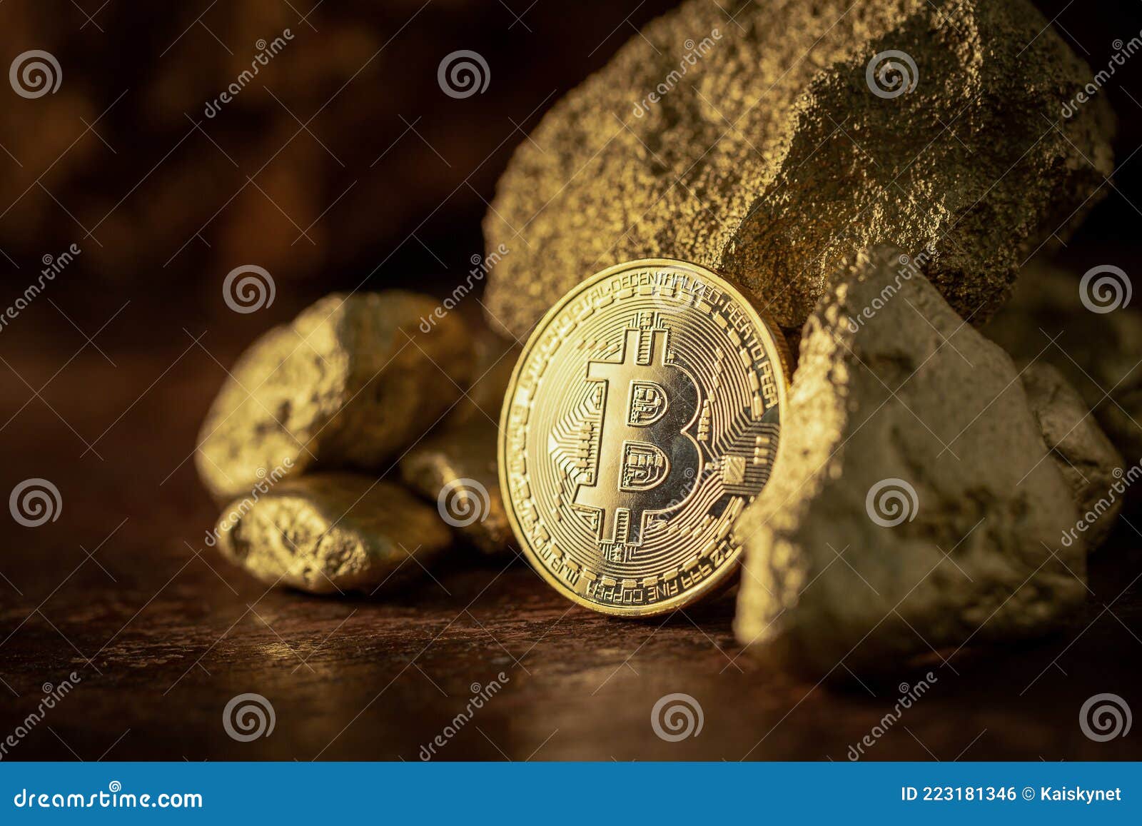 Bitcoin Physical Coin Symbol With Downtrend Candlestick Price Chart And ...