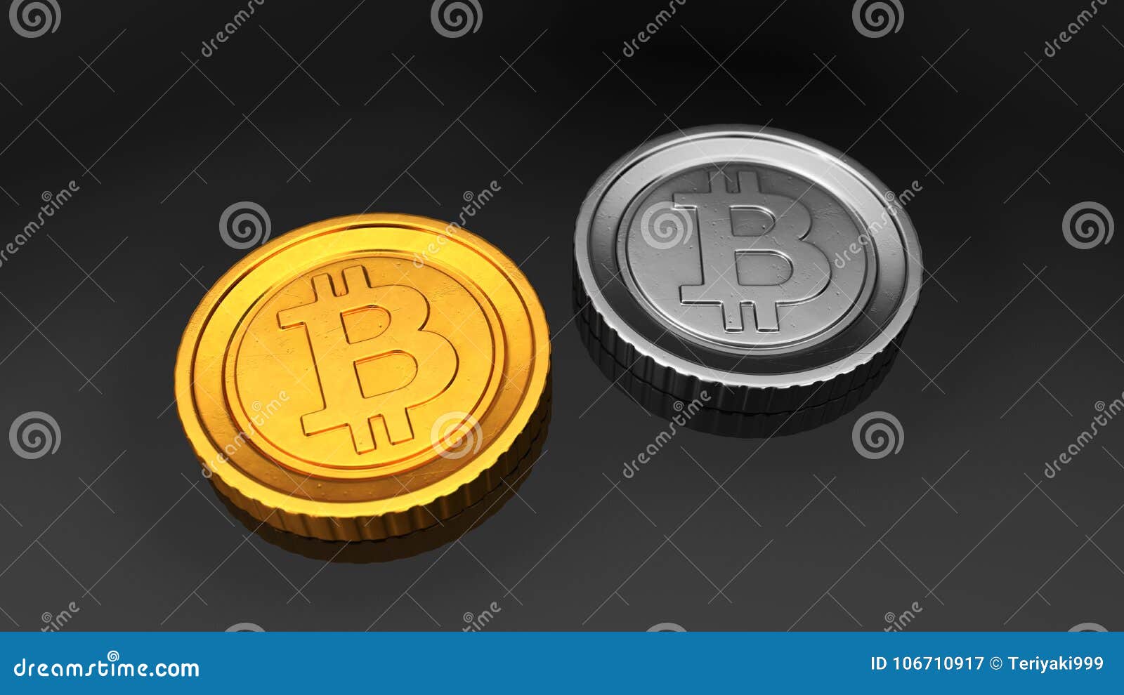 Gold Bitcoin and Silver Bitcoin Stock Illustration - Illustration of ...