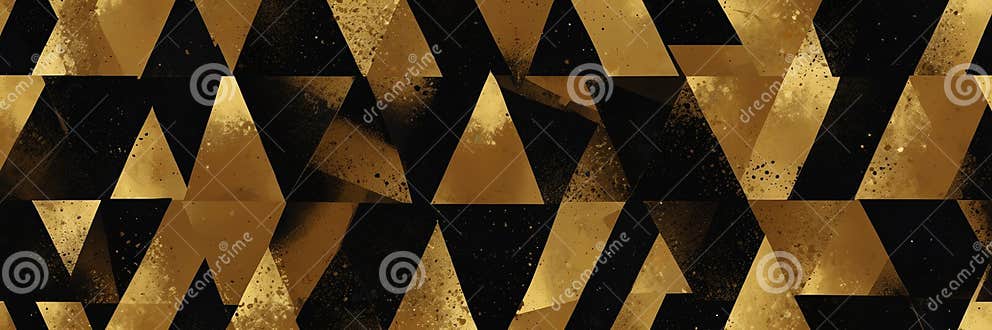 Gold and Black Abstract Background with Random Geometric Triangle Ai ...