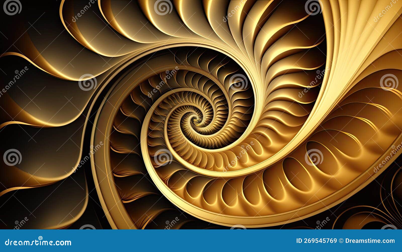 Gold and Black Abstract Recursive Spiral Texture Pattern, Wallpaper or ...
