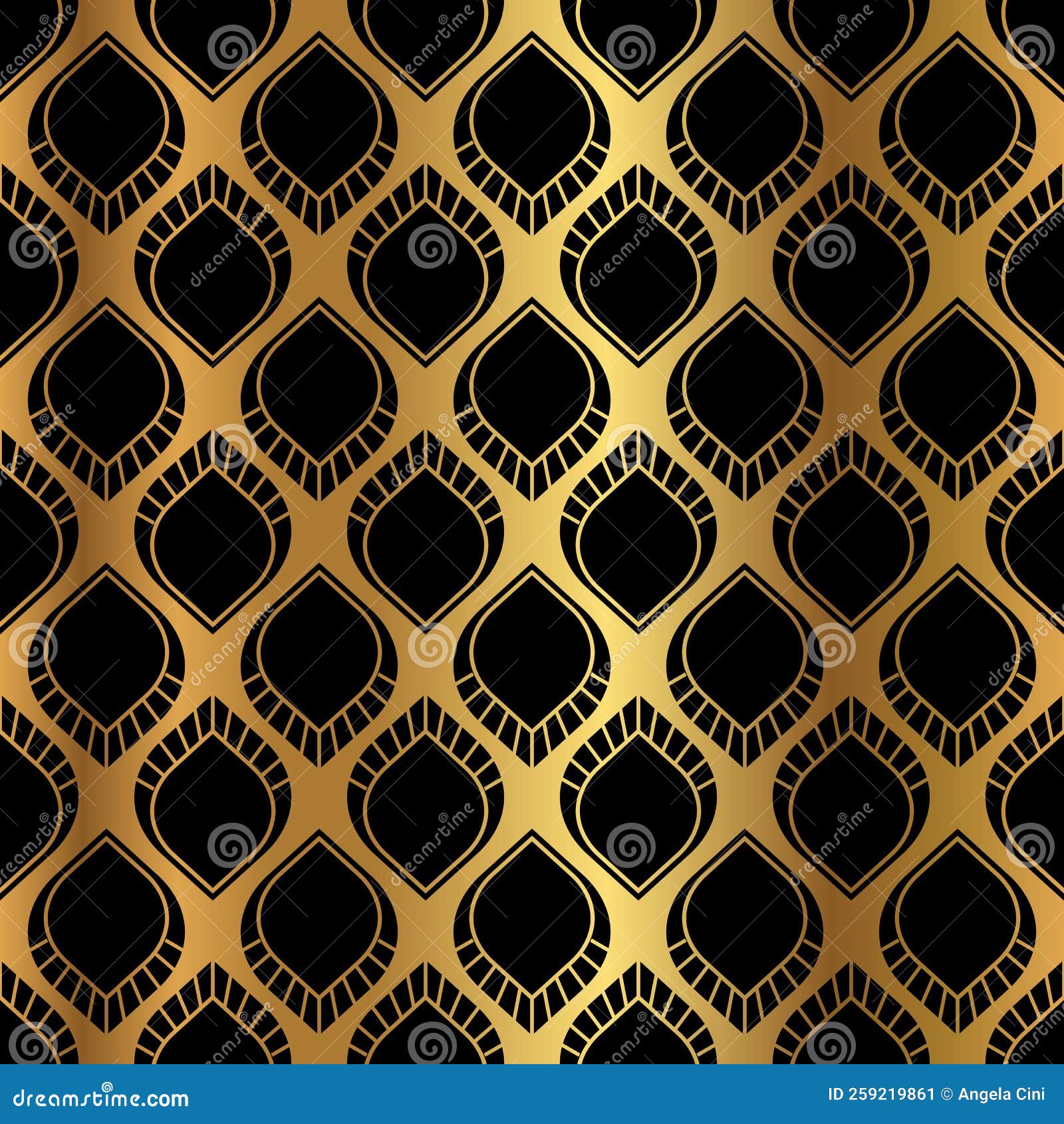 Gold Black Art Deco Vintage Pattern Design Stock Vector - Illustration ...