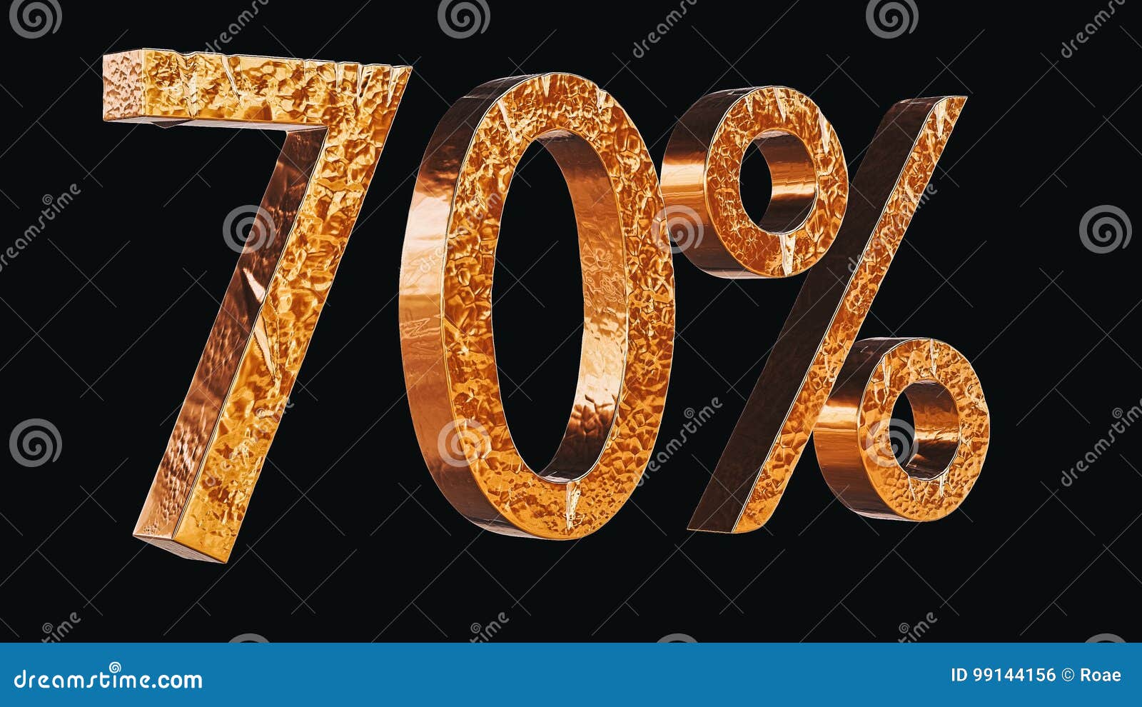 Gold 70 on Black Background 3d Illustration Stock Illustration ...