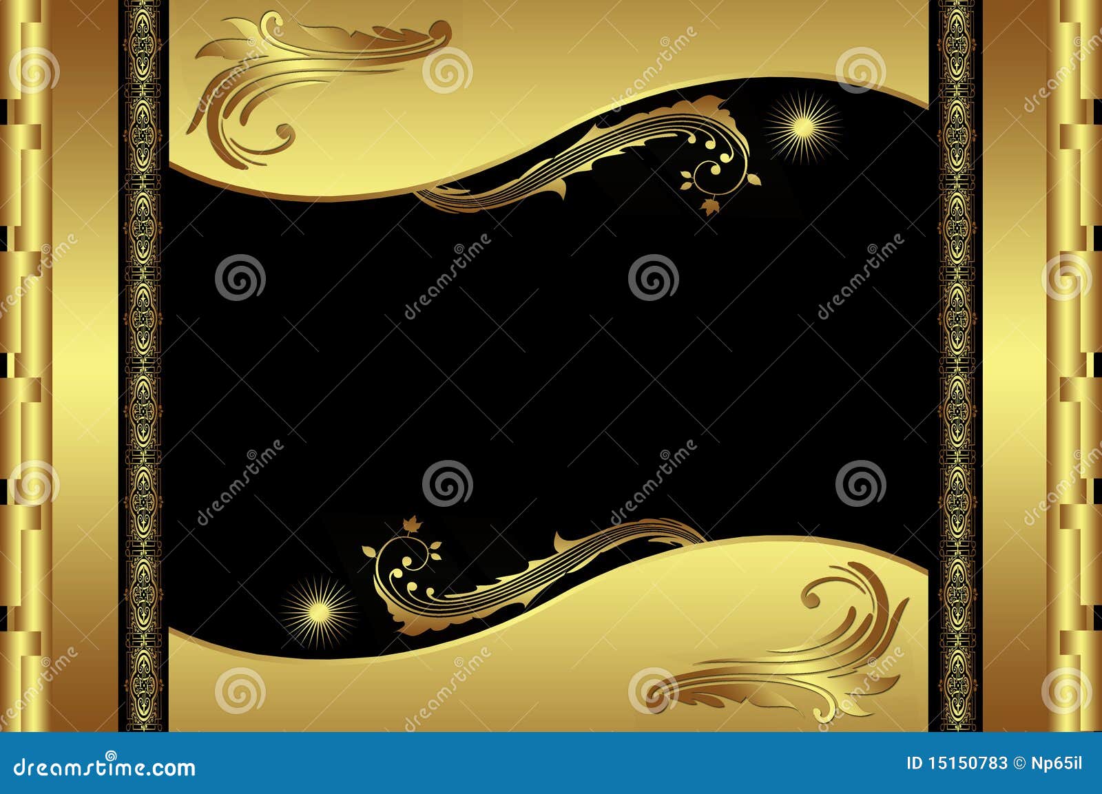 Gold and Black Background with Frame Stock Illustration - Illustration ...