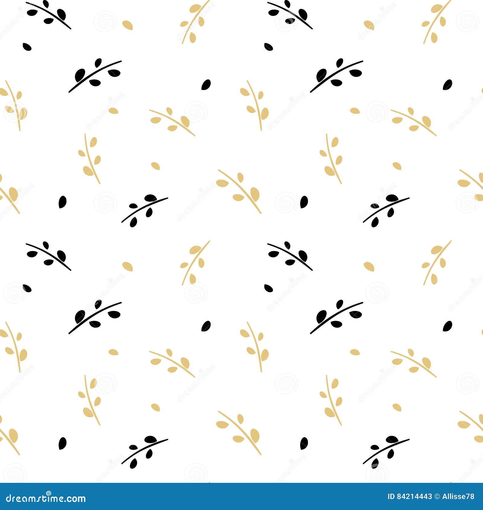 Gold and Black Branch Seamless Pattern Background Illustration Stock ...