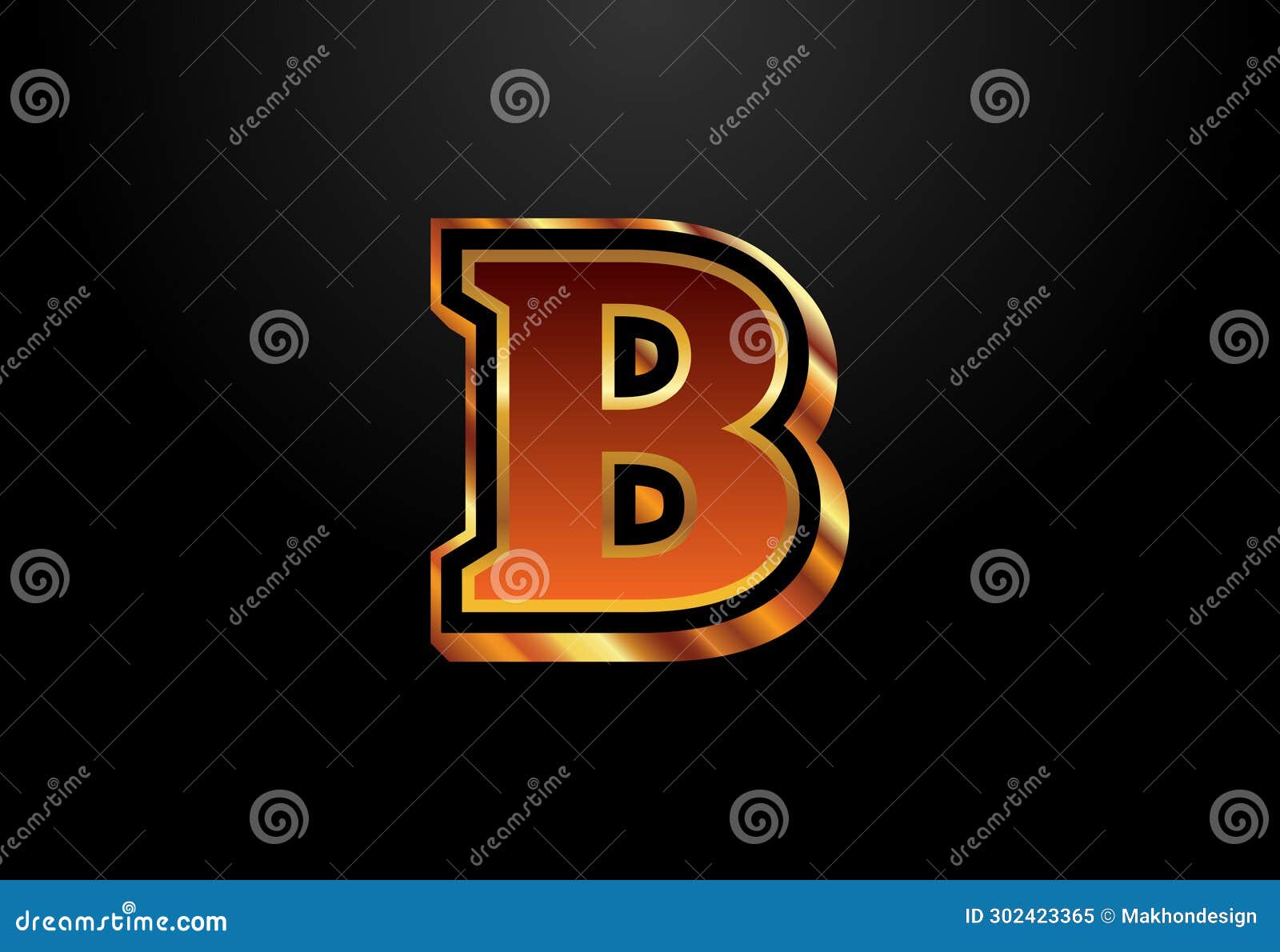 Gold and Black Color Alphabet B. Elegant Gold Color Alphabet Vector ...