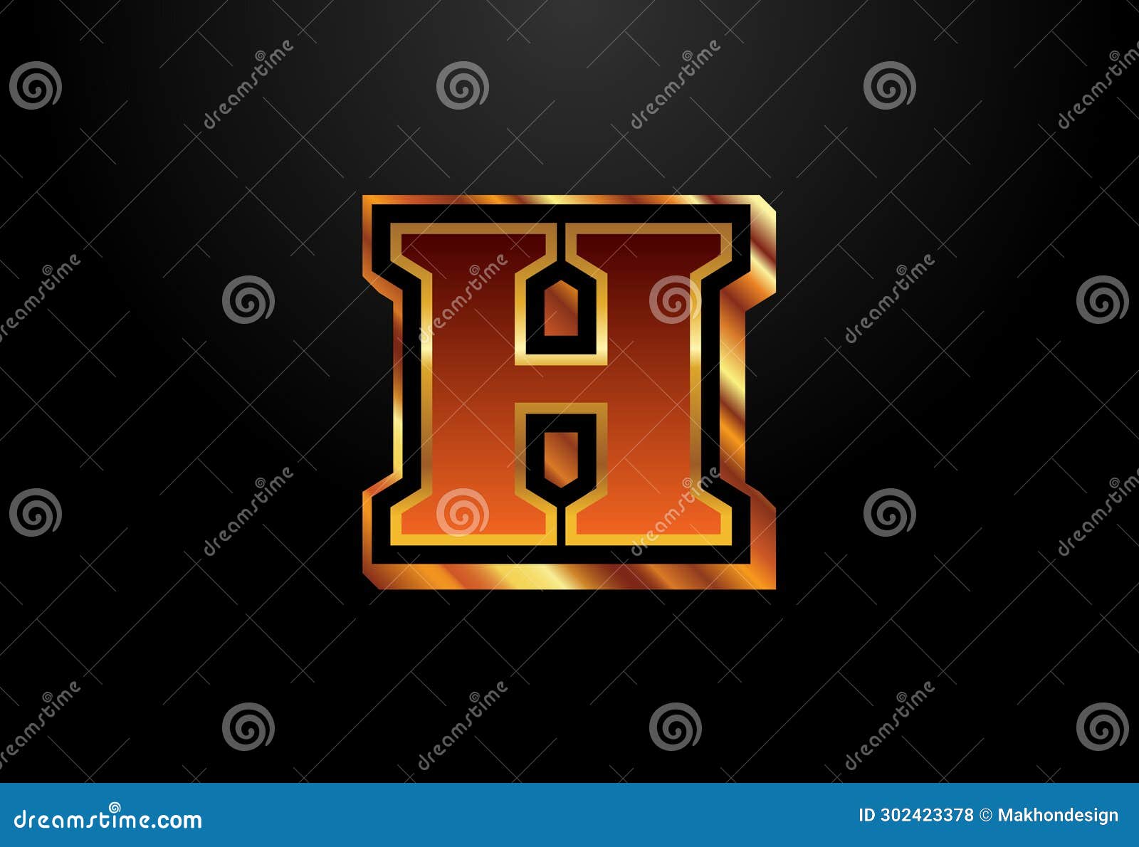 Gold and Black Color Alphabet H. Elegant Gold Color Alphabet Vector ...