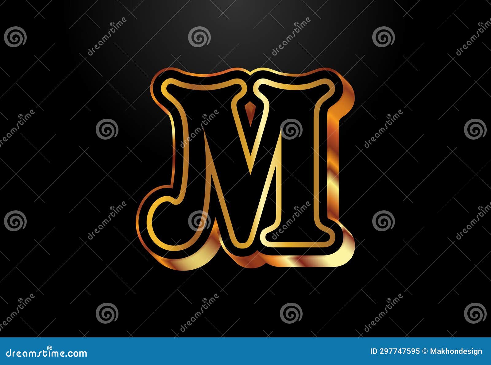 Gold and Black Color Alphabet M. Elegant Gold Color Alphabet Vector ...