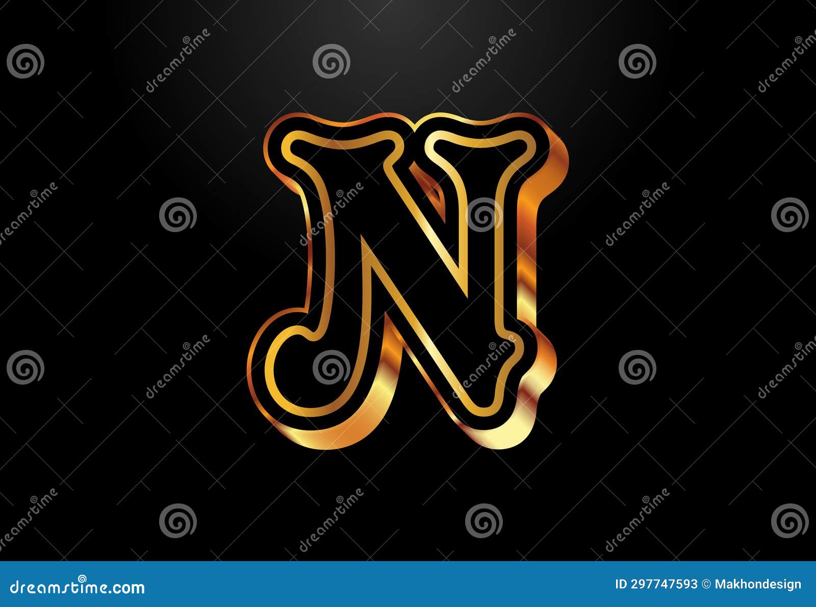 Gold and Black Color Alphabet N. Elegant Gold Color Alphabet Vector ...