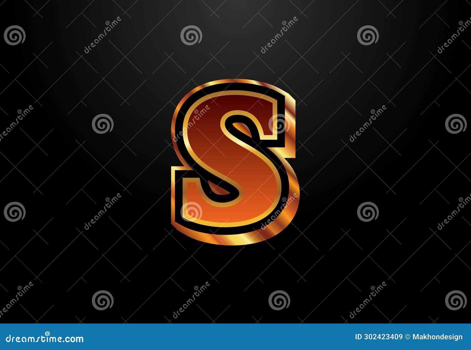 Gold and Black Color Alphabet S. Elegant Gold Color Alphabet Vector ...