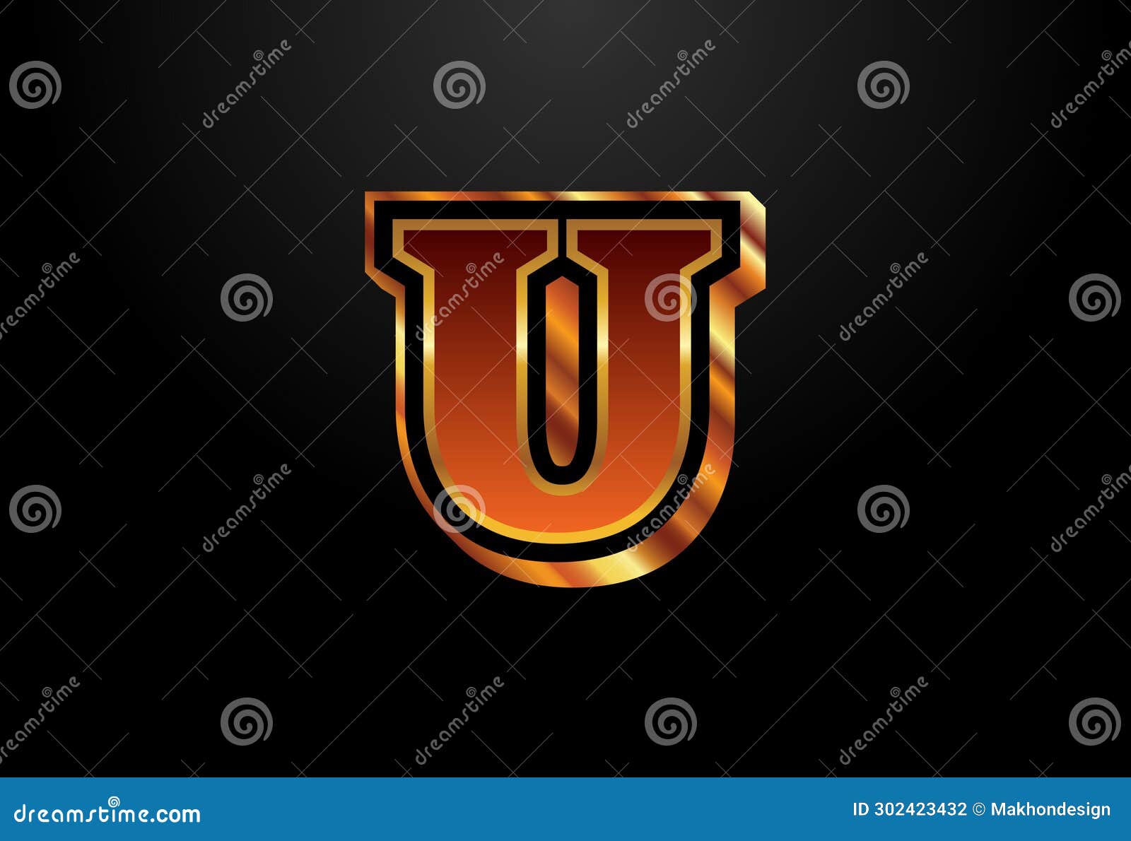 Gold and Black Color Alphabet U. Elegant Gold Color Alphabet Vector ...