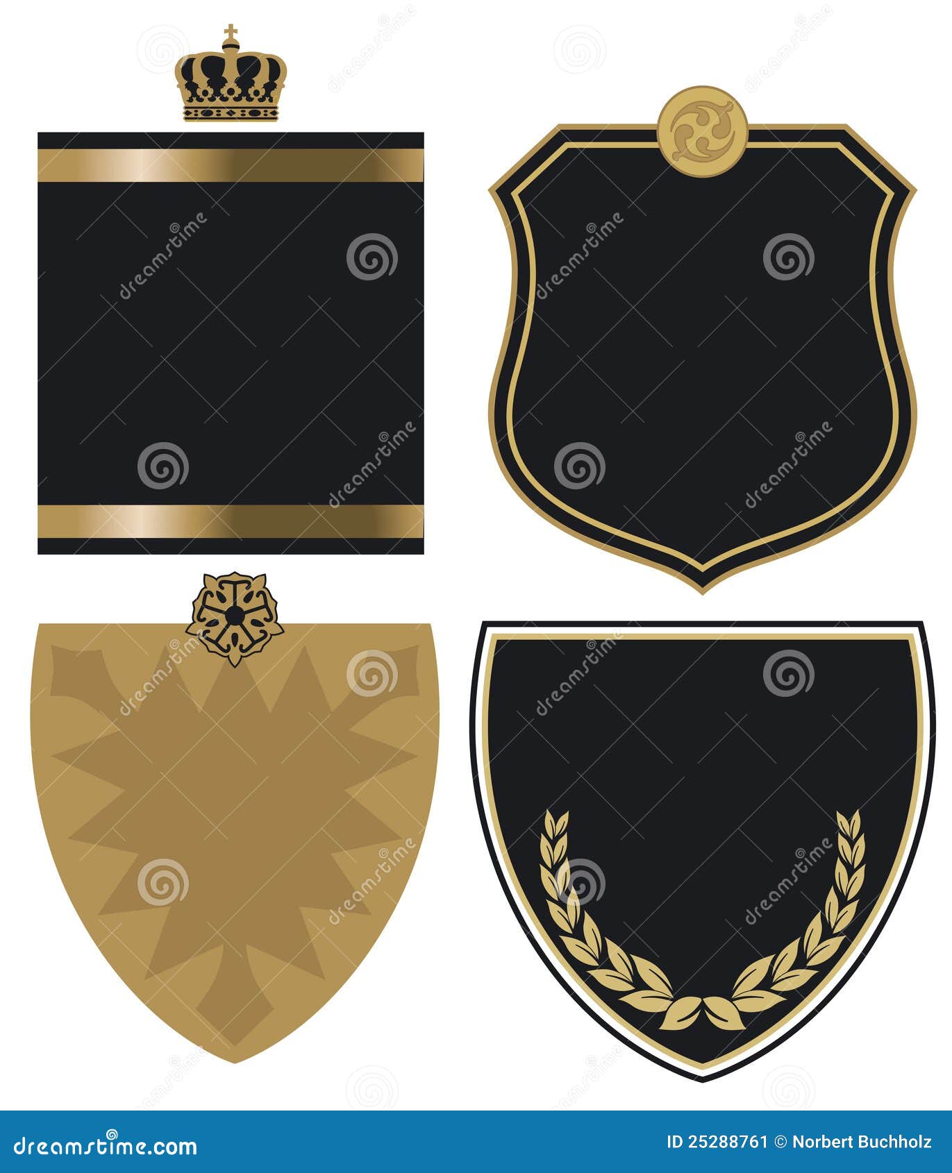 Gold and black crest stock vector. Illustration of laurel - 25288761