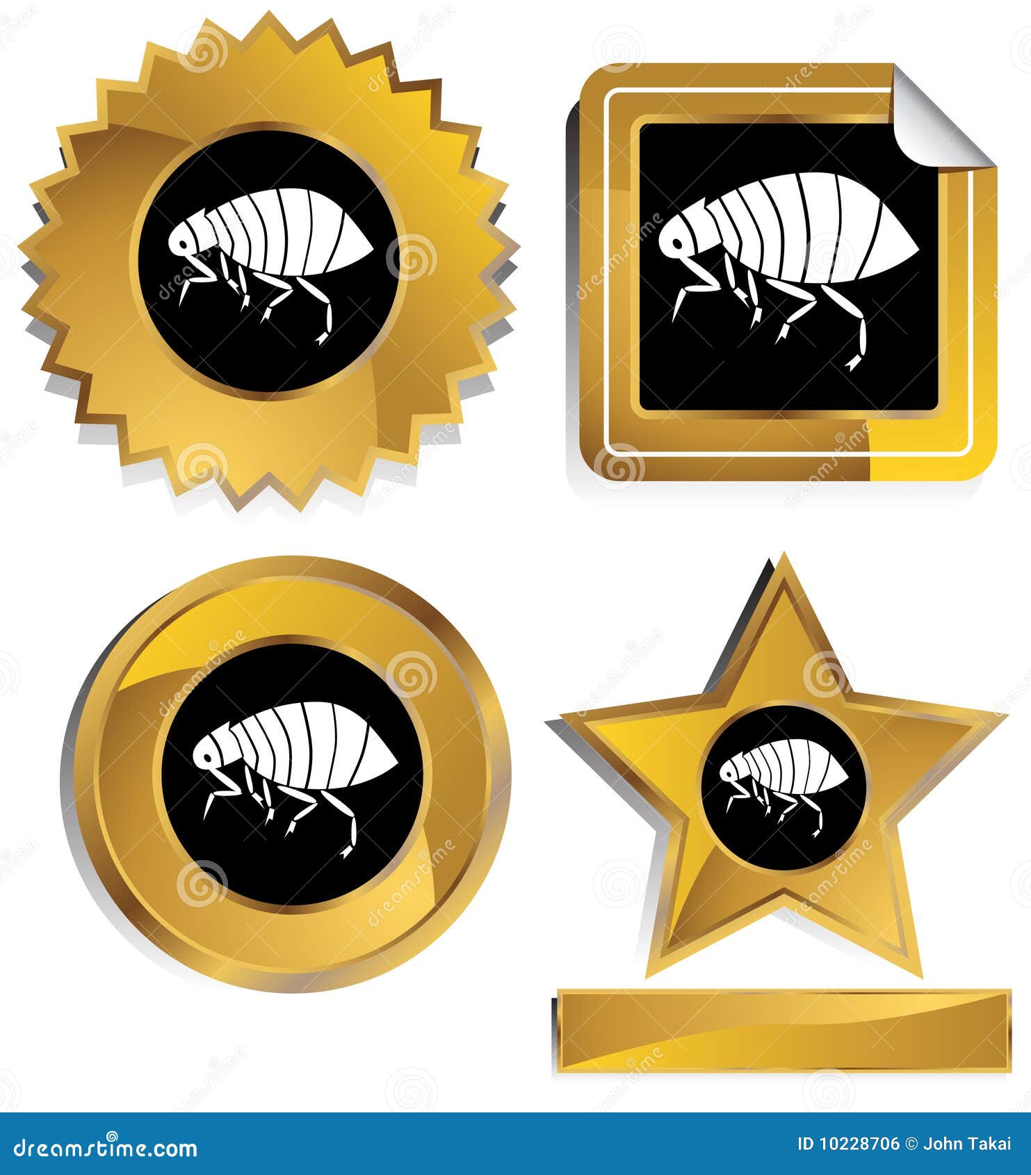 Gold and Black - Flea stock vector. Illustration of ticks - 10228706