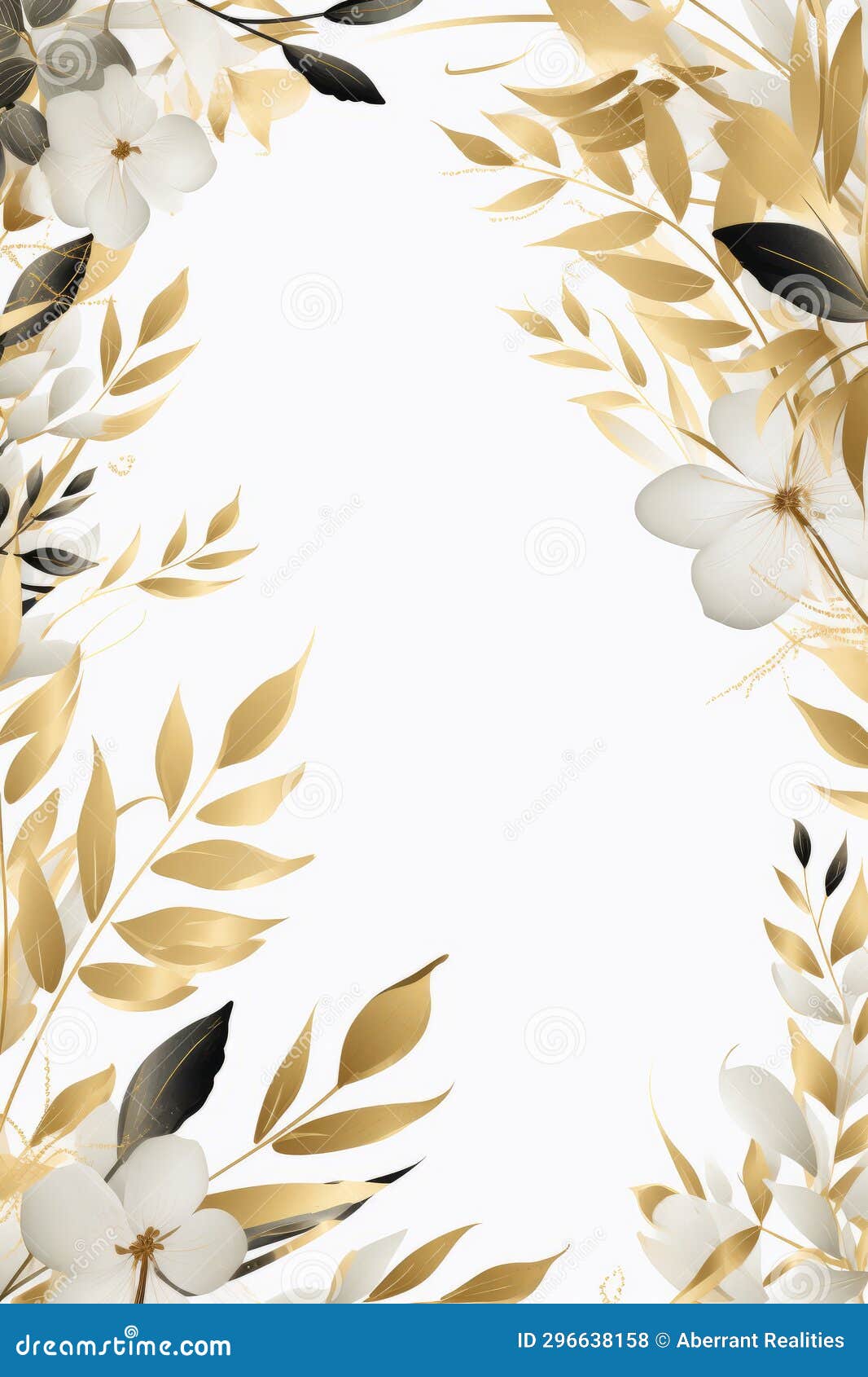 Gold and Black Floral Frame on a White Background Stock Illustration ...